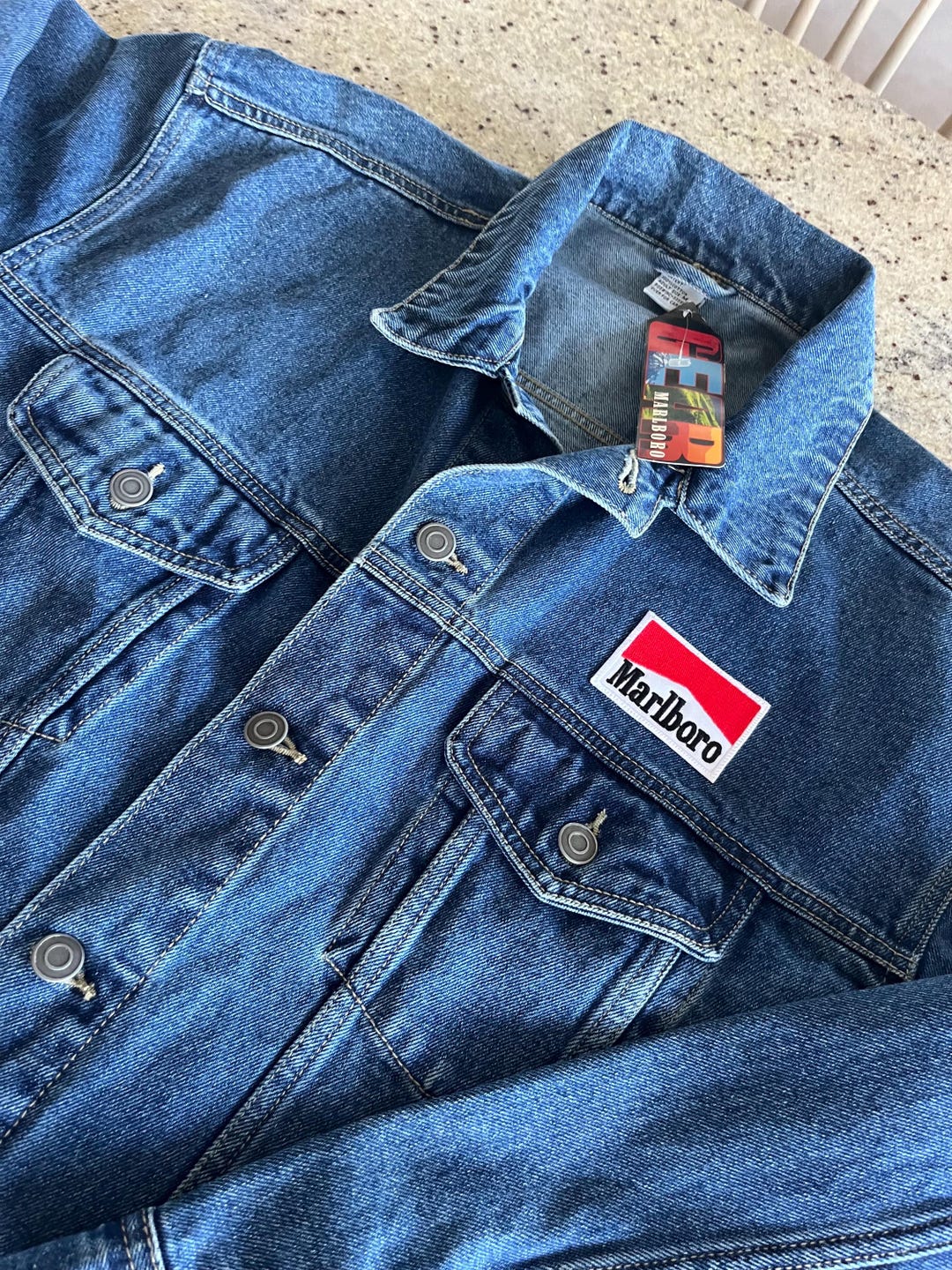Vintage 90s Marlboro Denim Jacket Size Medium NWT New With Tag - Etsy