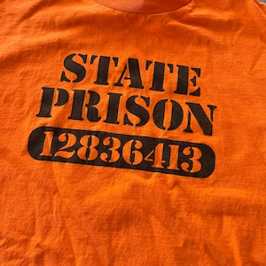 Vintage State Prison T Shirt Uniform Size Medium 12836413 Orange Jail ...
