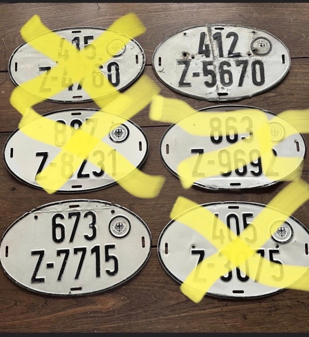 Vintage German Oval Import License Plates Black on White Embossed - Etsy