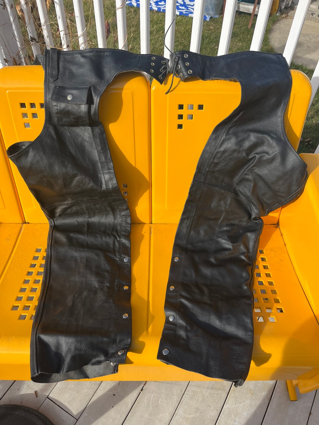 Vintage Harley Davidson Black Leather Motorcycle Riding Chaps Size XXL ...