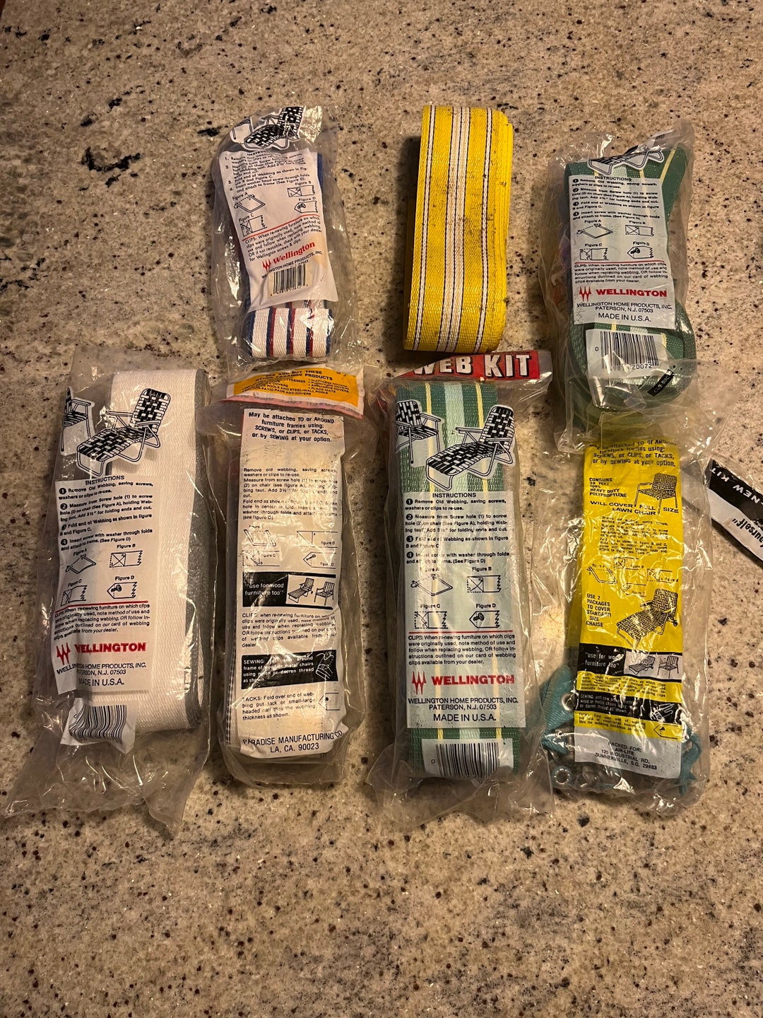 Lot of Vintage Lawn Chair Webbing Replacement Ribbon Yellow White Green ...