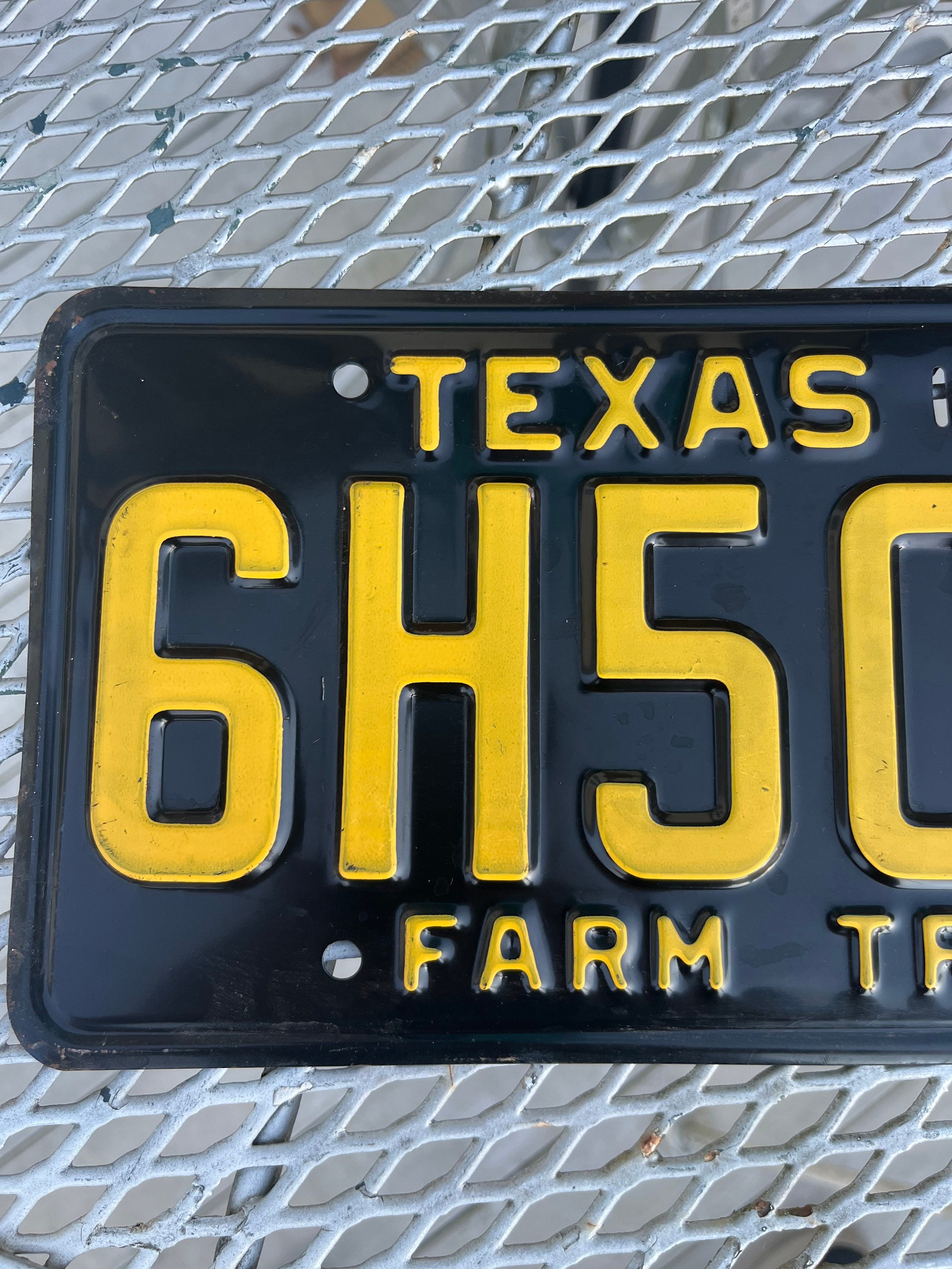 Vintage 1956 Texas Farm Truck License Plate 6H 5012 Yellow on - Etsy