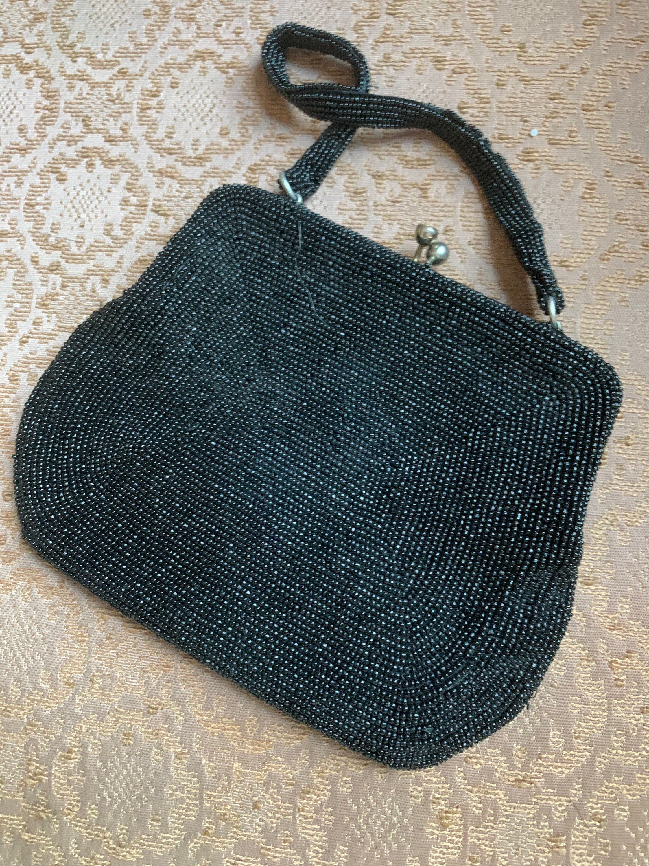 Vintage 60s Richere Bag by Walborg Black Hand Made Beaded | Etsy