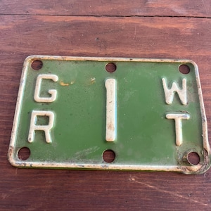 Vintage 1960s Gross Weight License Tag Plate # 1 Green & White - Etsy