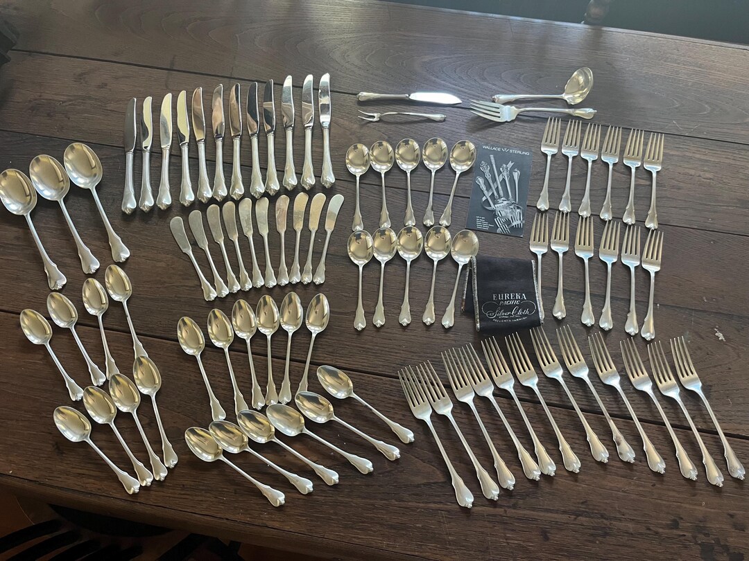 Vintage Wallace Sterling Silver Flatware Set of 10-12 Grand Colonial 83 ...