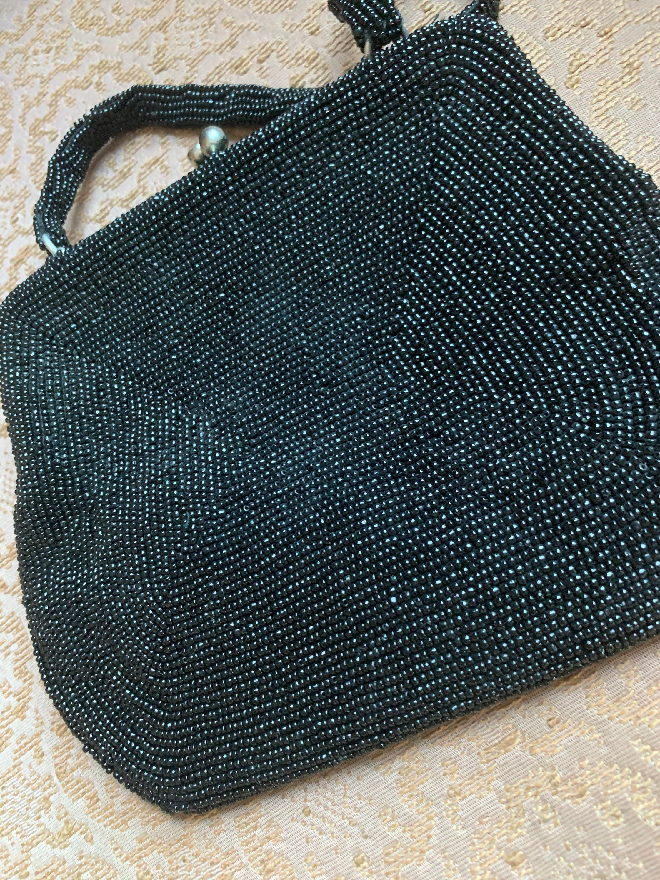 Vintage 60s Richere Bag by Walborg Black Hand Made Beaded | Etsy