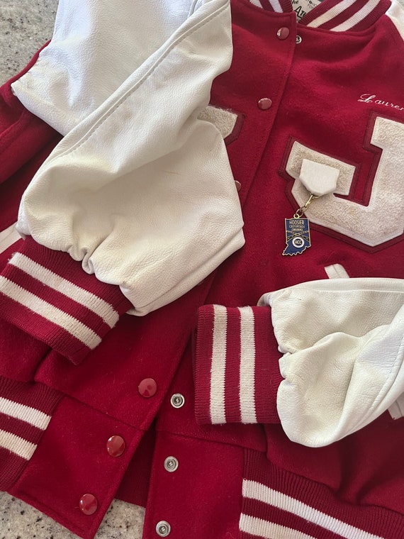 Red & White Varsity Letter J 07 Jacket Size Ladies XL… - Gem