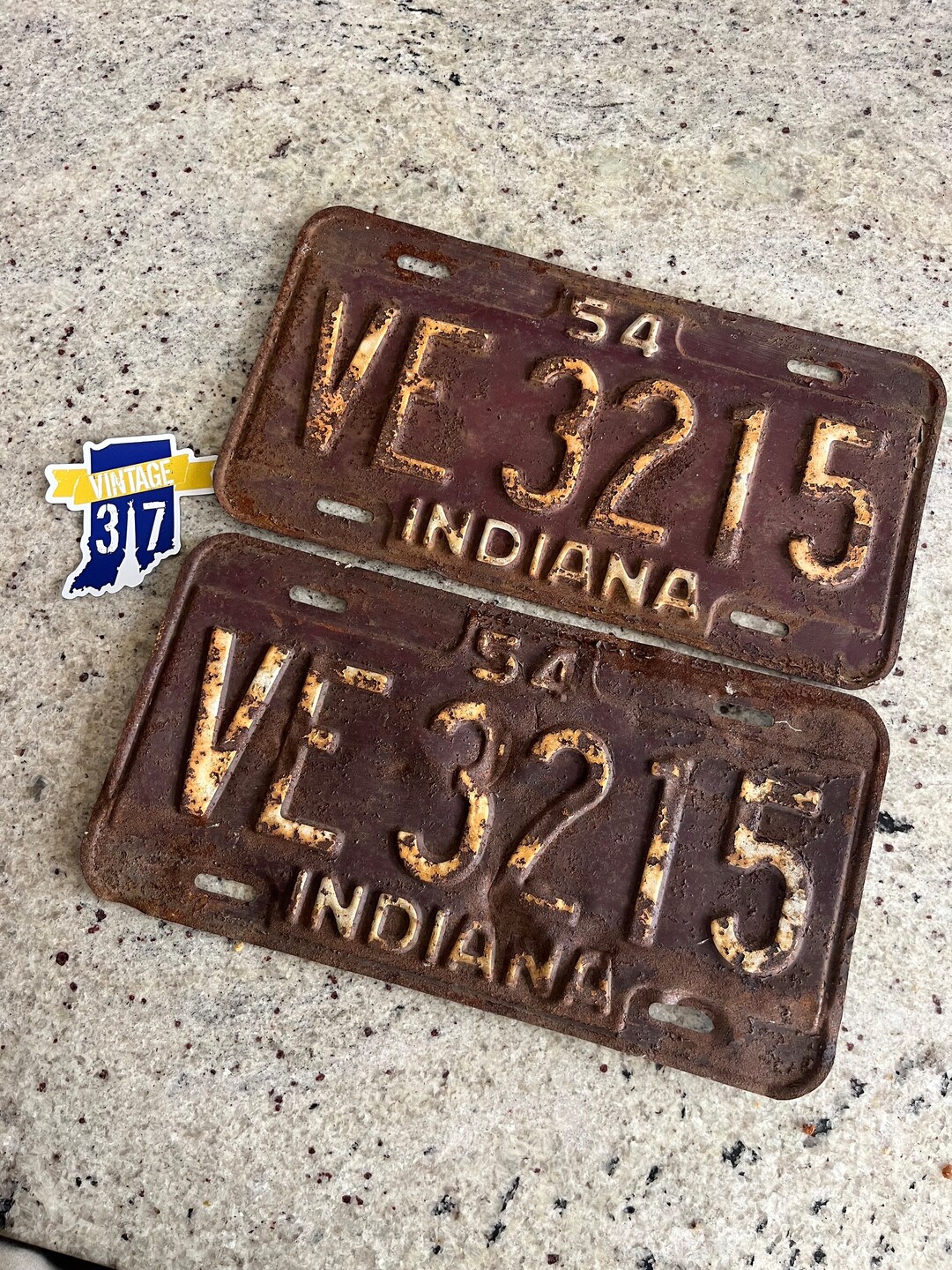 Vintage 1954 Pair of Indiana License Plates VE 3215 Rusty Patina - Etsy