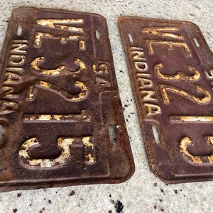 Vintage 1954 Pair of Indiana License Plates VE 3215 Rusty Patina - Etsy