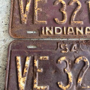 Vintage 1954 Pair of Indiana License Plates VE 3215 Rusty Patina - Etsy