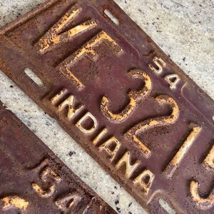 Vintage 1954 Pair of Indiana License Plates VE 3215 Rusty Patina - Etsy