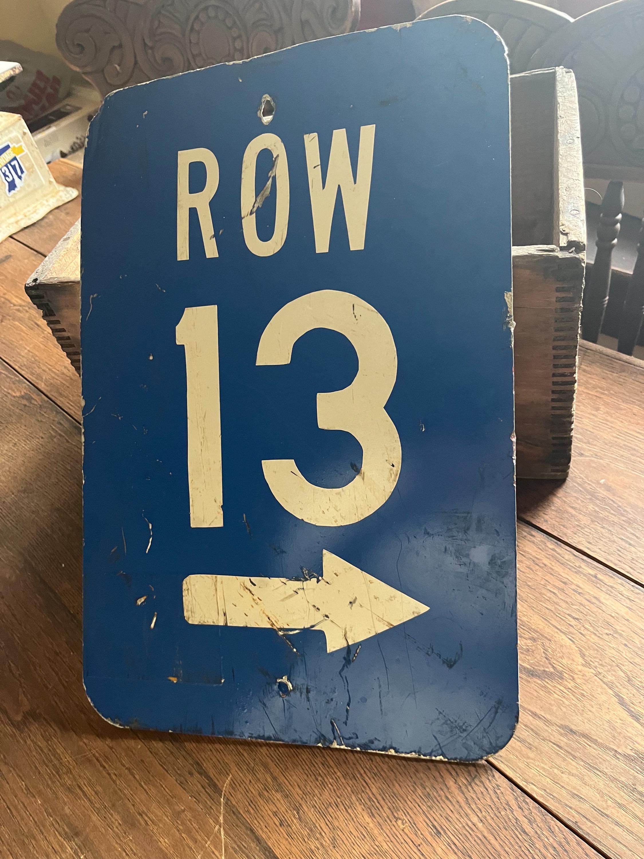 Vintage Row 13 Street Sign Blue & White Quality Heavy Metal 18” X 12 ...