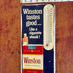 Vintage Winston Cigarettes Thermometer Sign 13” X 6” Tastes Good ...