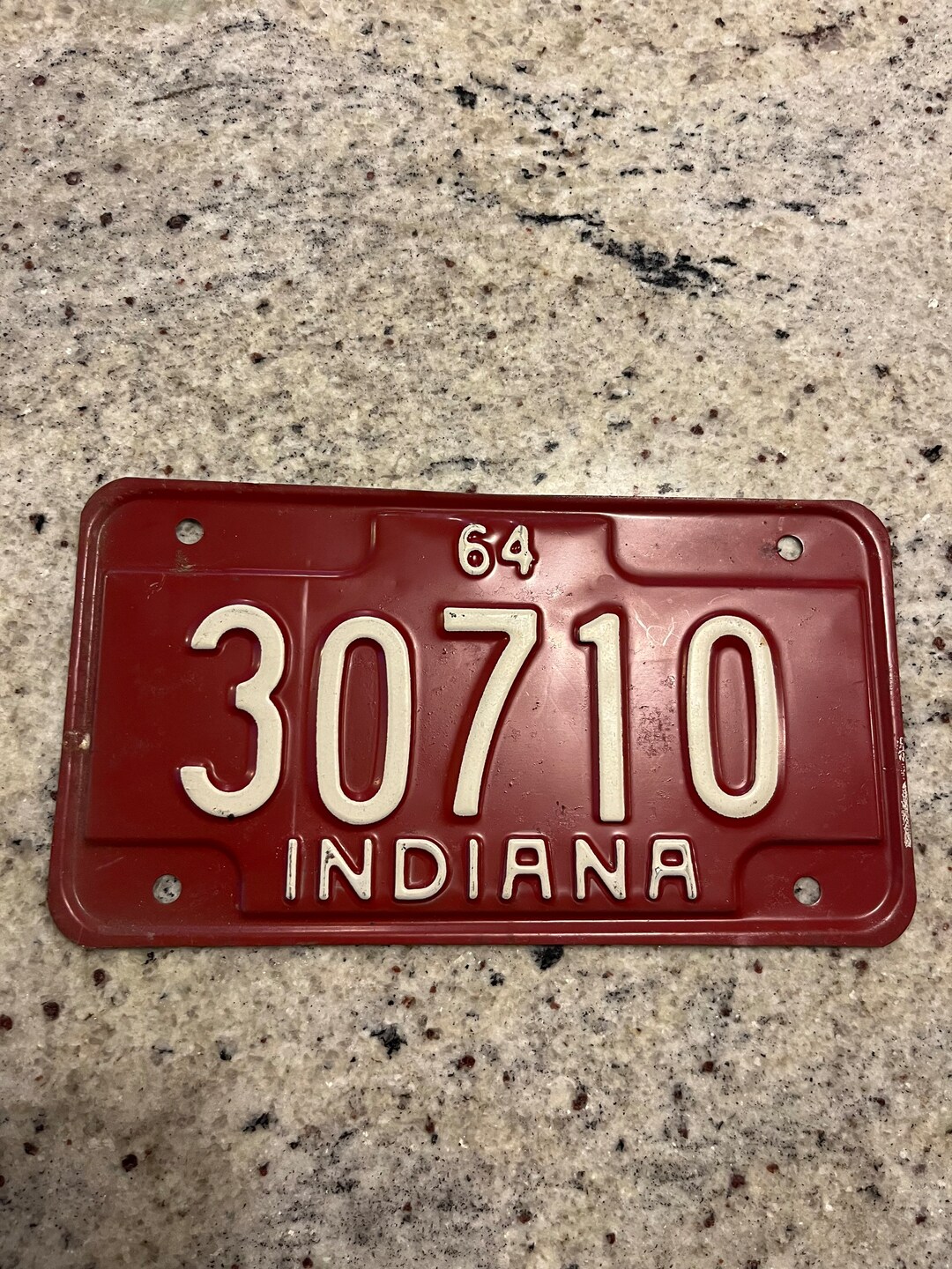 Antique 1964 Indiana Motorcycle License Plate # 30710 Vintage ...