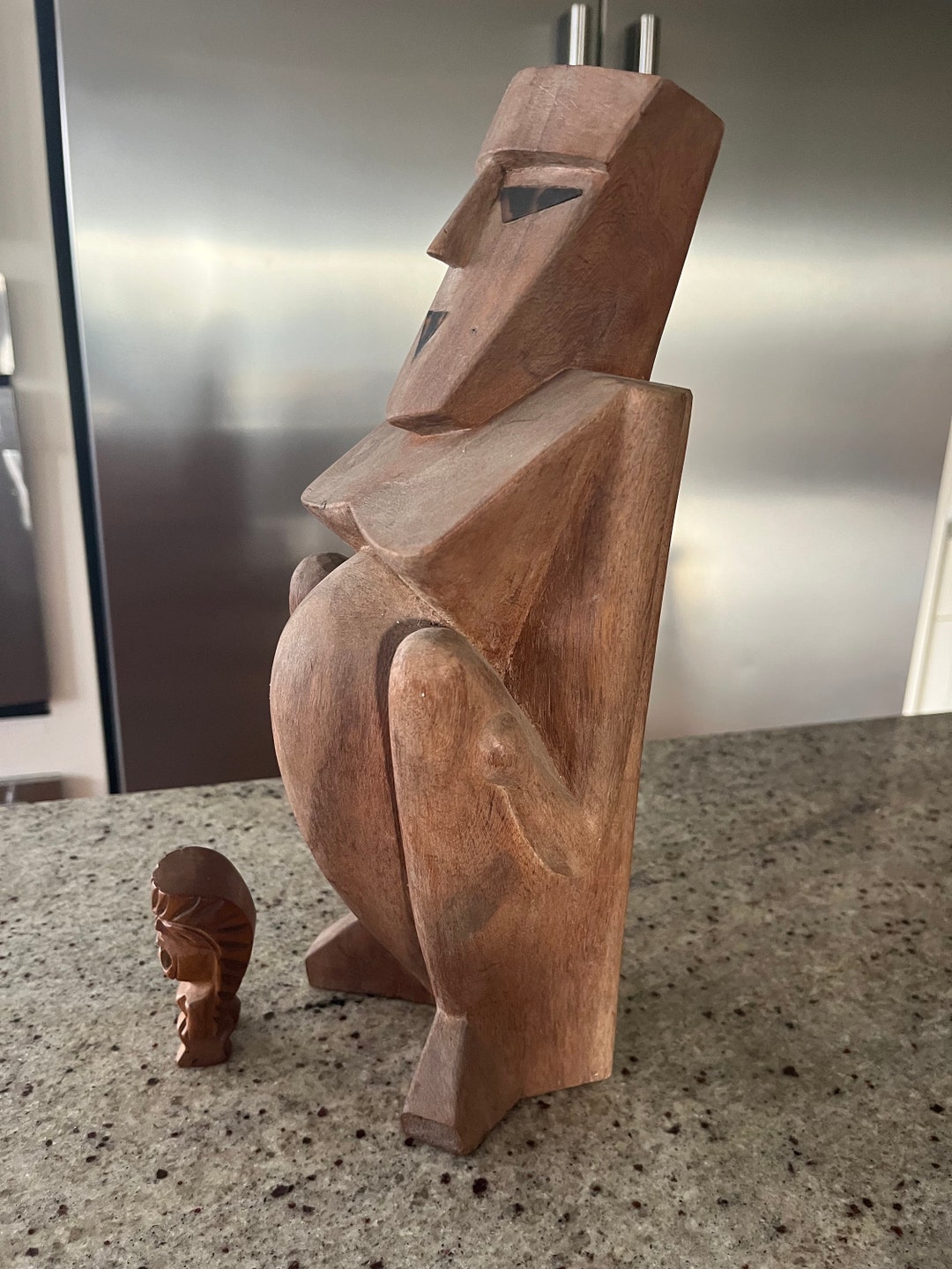 Antique Micronesia Carved Wooden Statue With Inlaid Eyes 12 Inches Tall ...