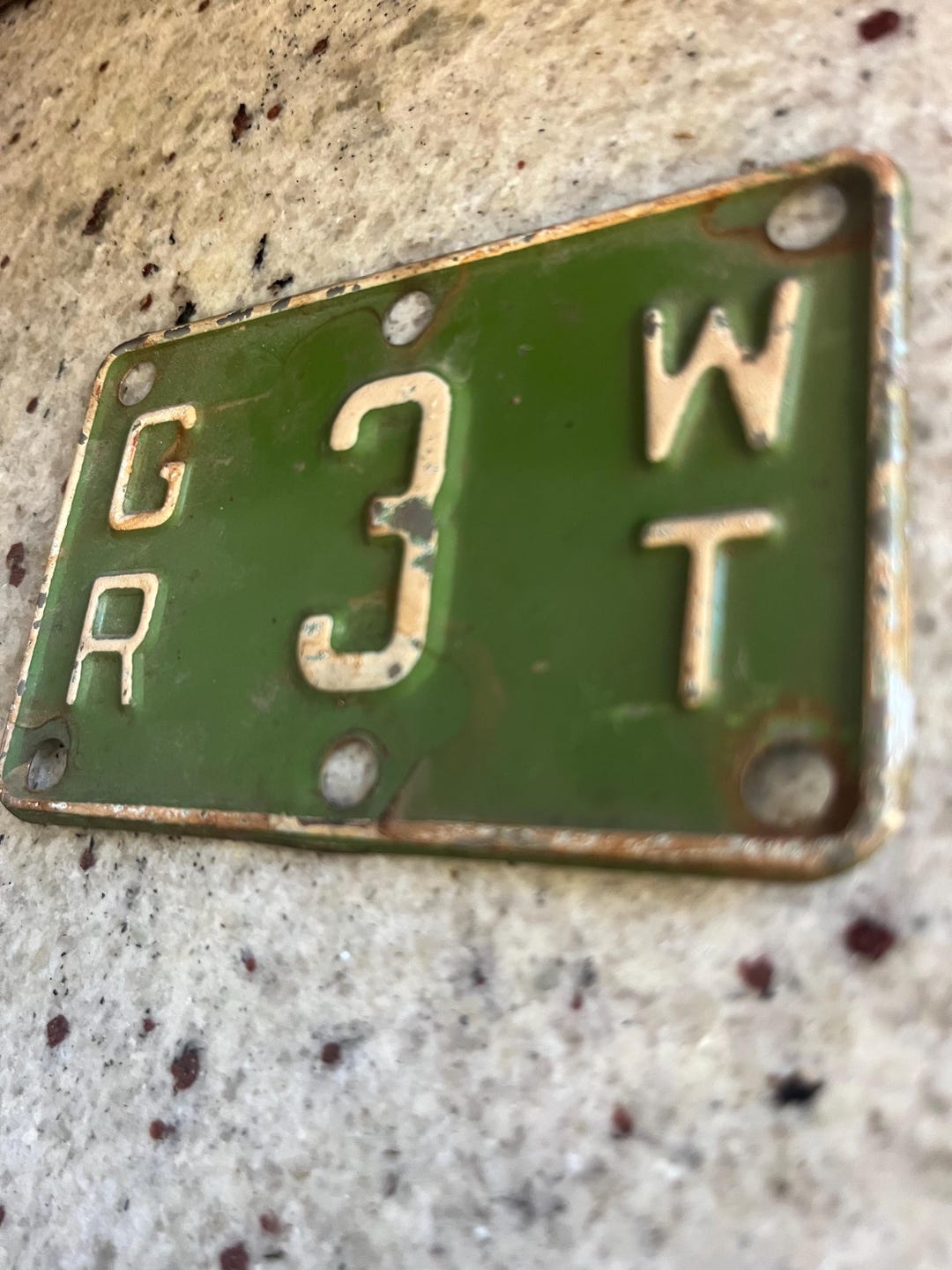 Vintage 1960s Gross Weight License Tag Plate # 3 Green & White GR WT 3 ...
