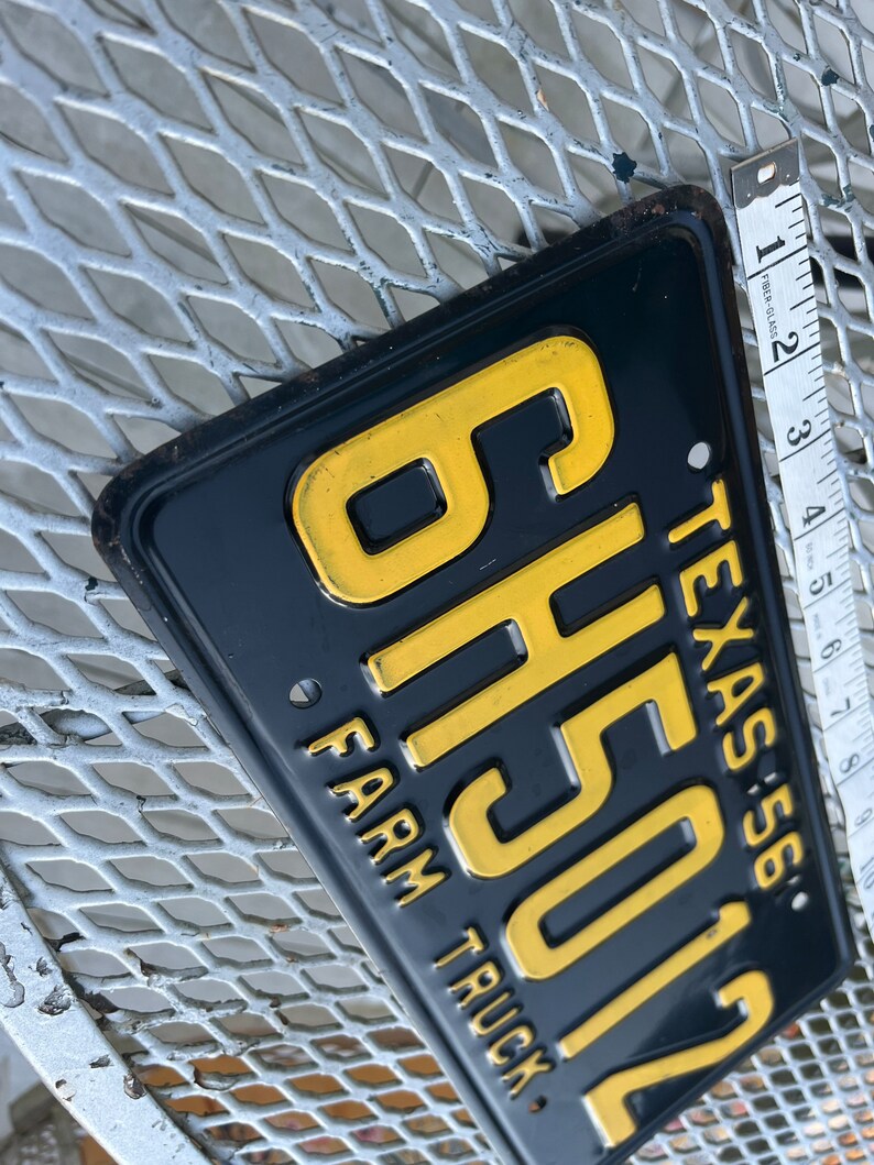 Vintage 1956 Texas Farm Truck License Plate 6H 5012 Yellow on - Etsy