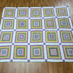 Vintage 1930s Hand Made Philadelphia Pavement Pattern Lavender Quilt 74 ...