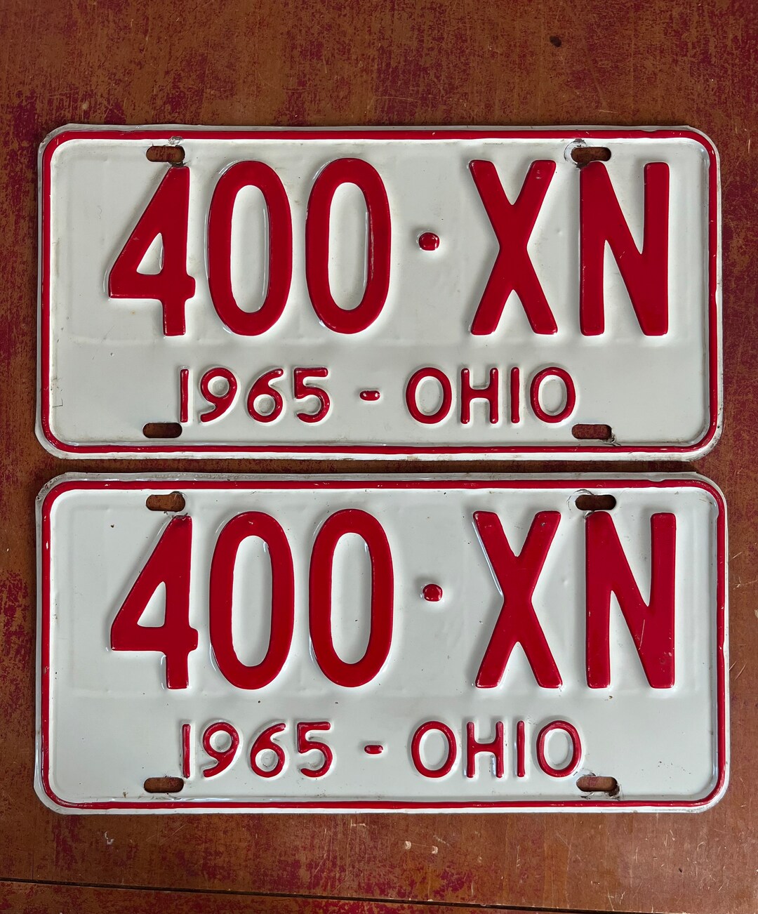 Vintage Pair 1965 Ohio License Plates Red & White Quality - Etsy