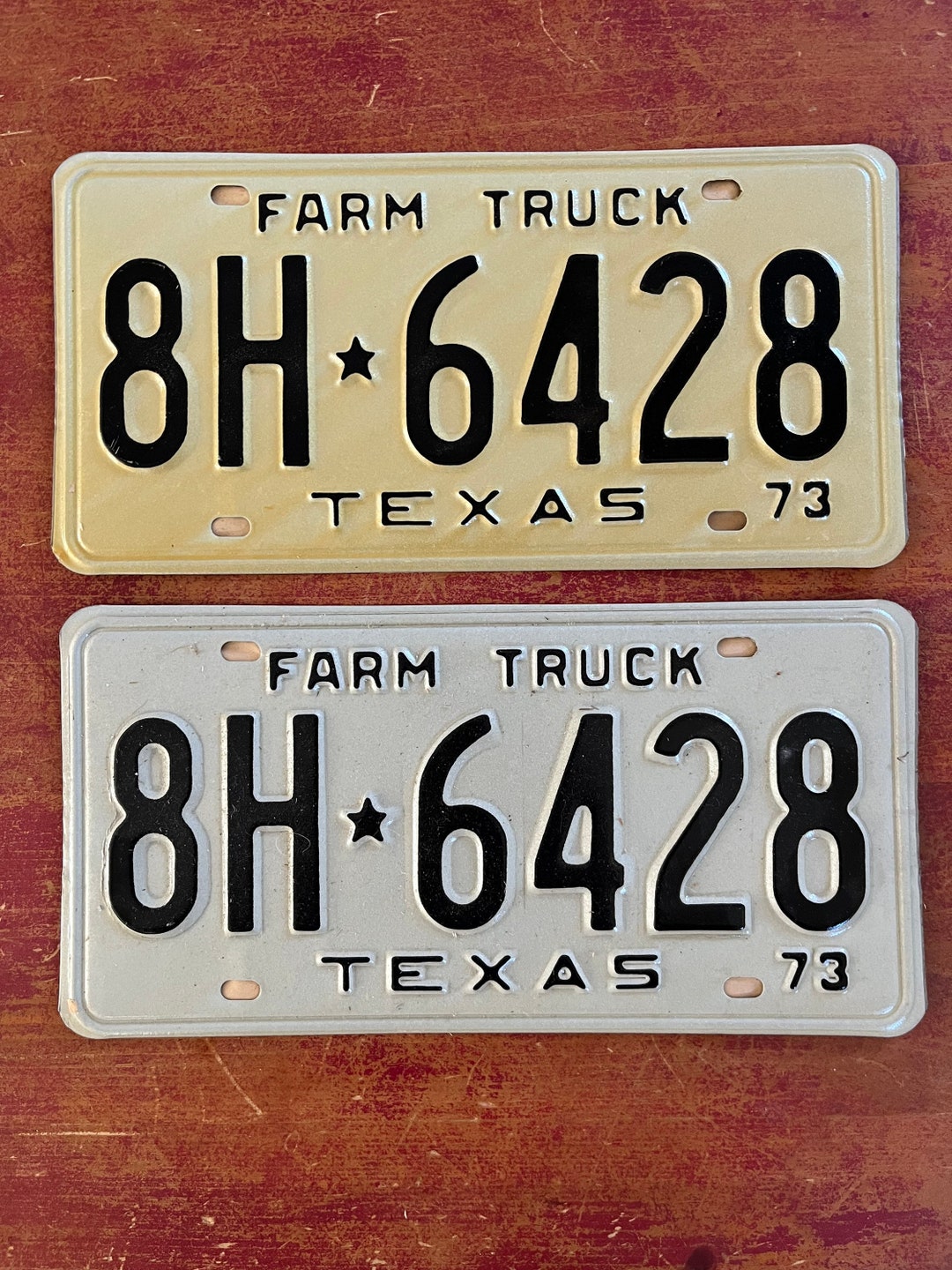 Vintage Pair 1973 Texas License Plates Farm Truck 8H 6428 New Old Stock ...