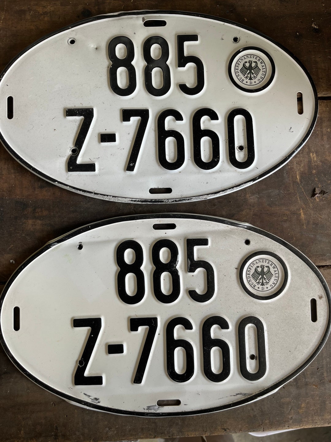 Vintage Pair German Oval License Plates Matching Pair of 885 Z-7660 - Etsy
