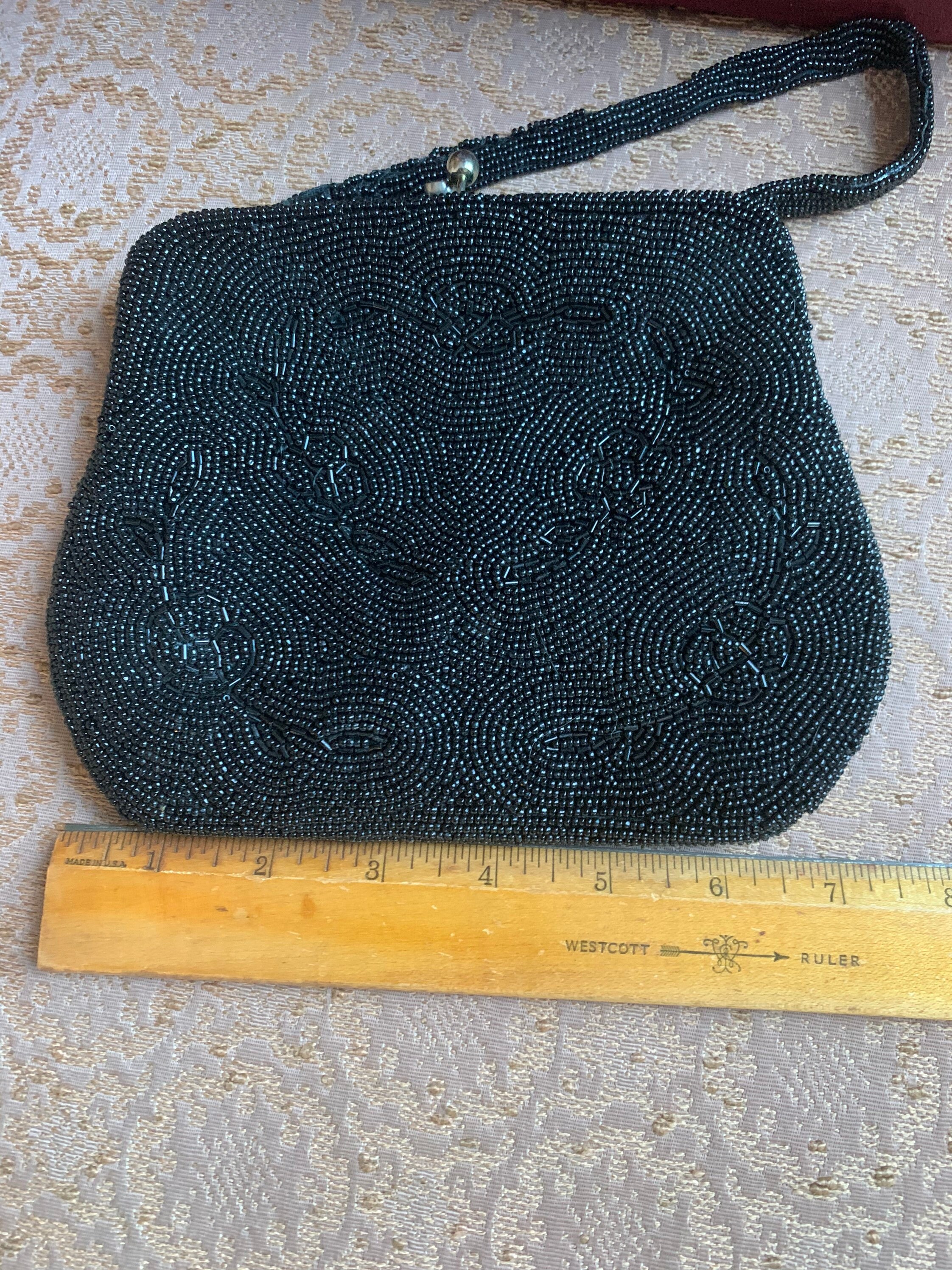 Vintage 60s Richere Bag by Walborg Black Hand Made Beaded | Etsy