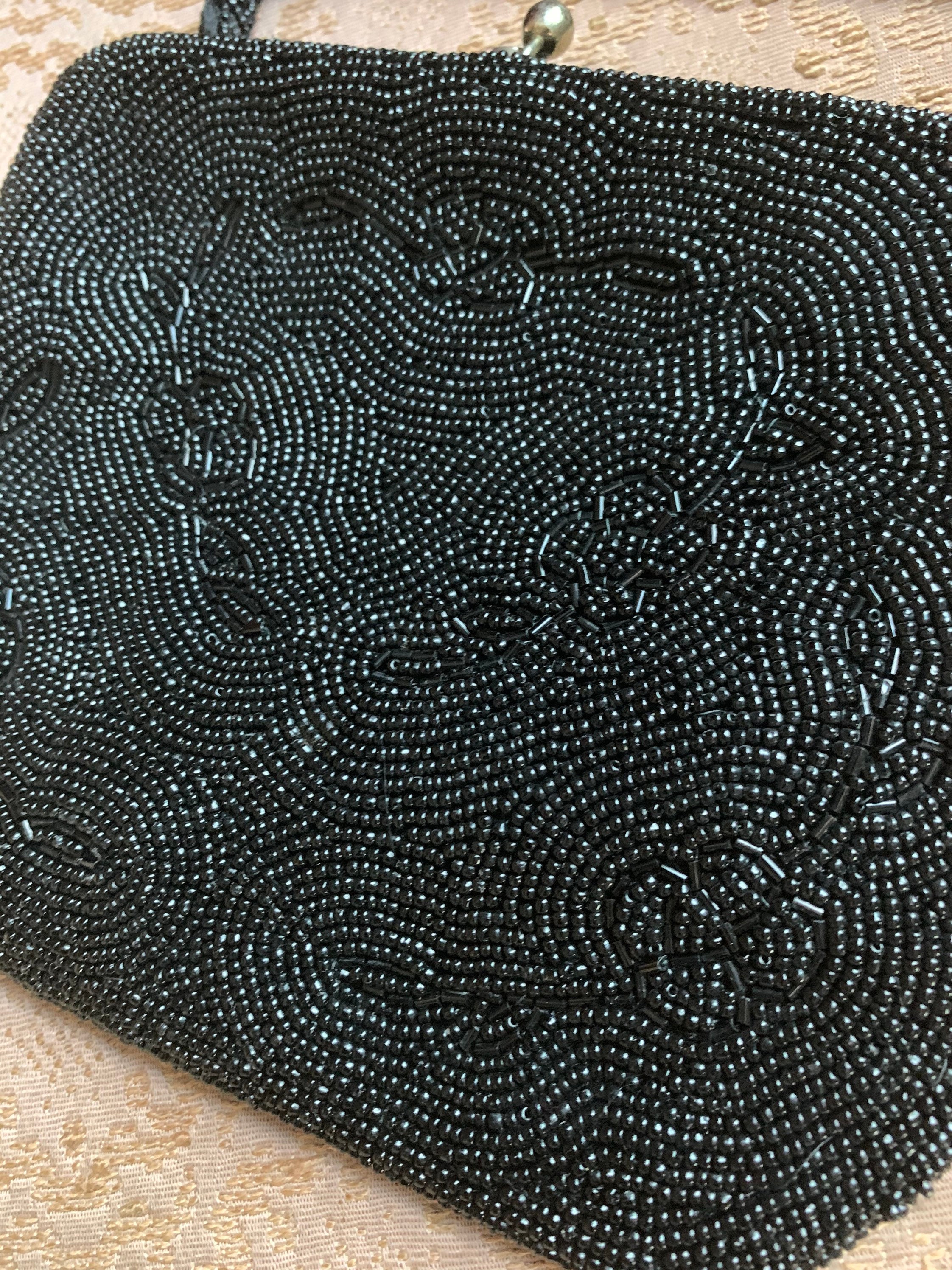 Vintage 60s Richere Bag by Walborg Black Hand Made Beaded Evening Purse ...