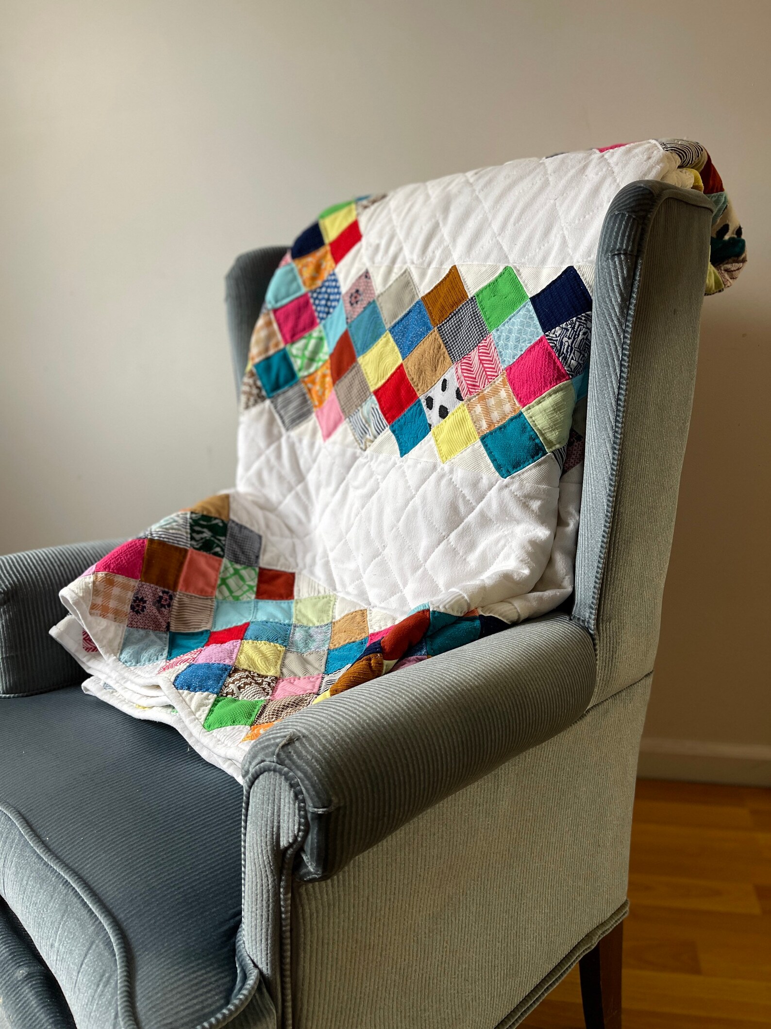 Vintage Handmade Boston Commons Pattern Quilt Multi-color Squares 82 X ...