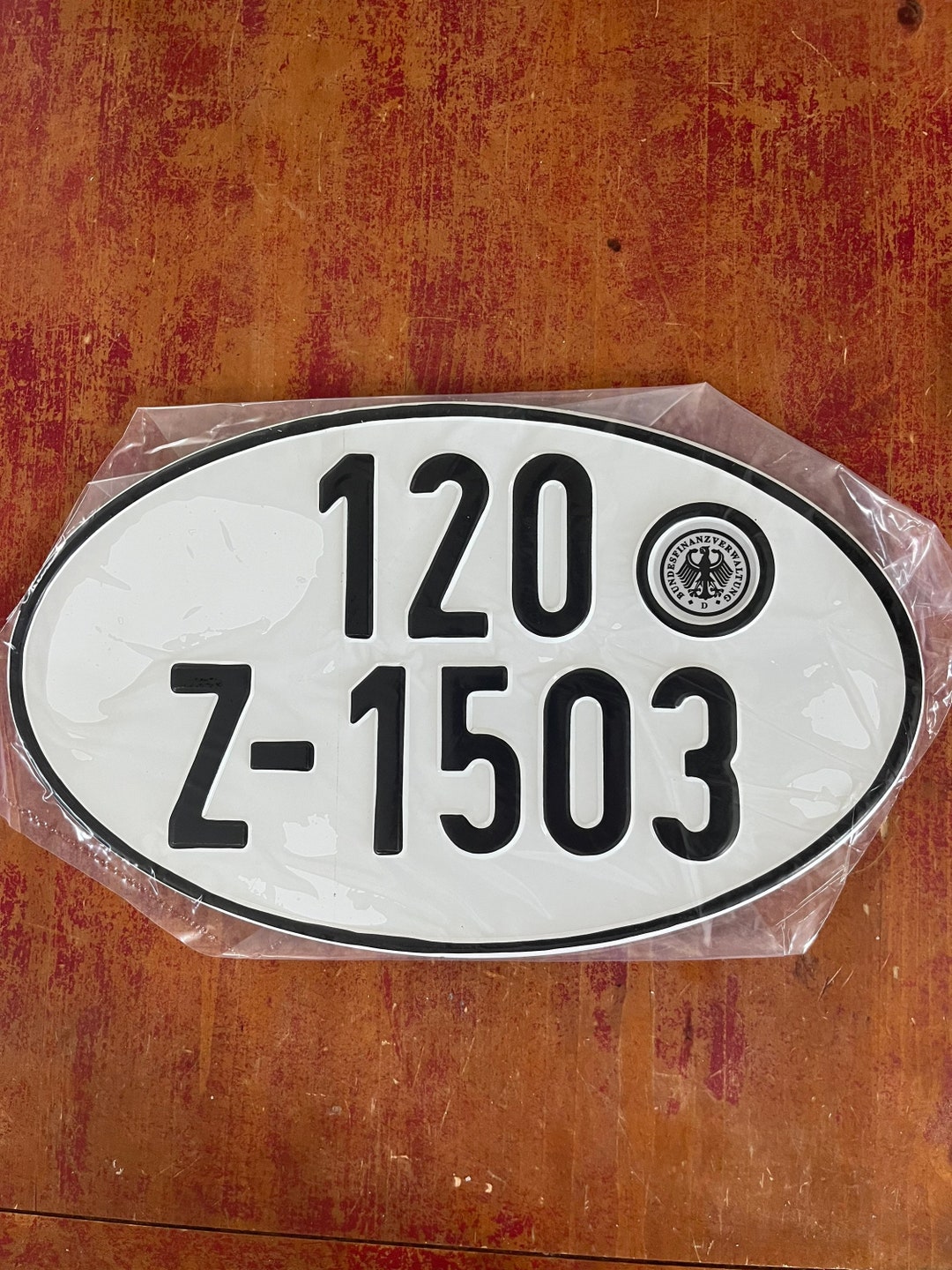 Vintage German Oval Import License Plate Black on White 120 Z - 1503 ...