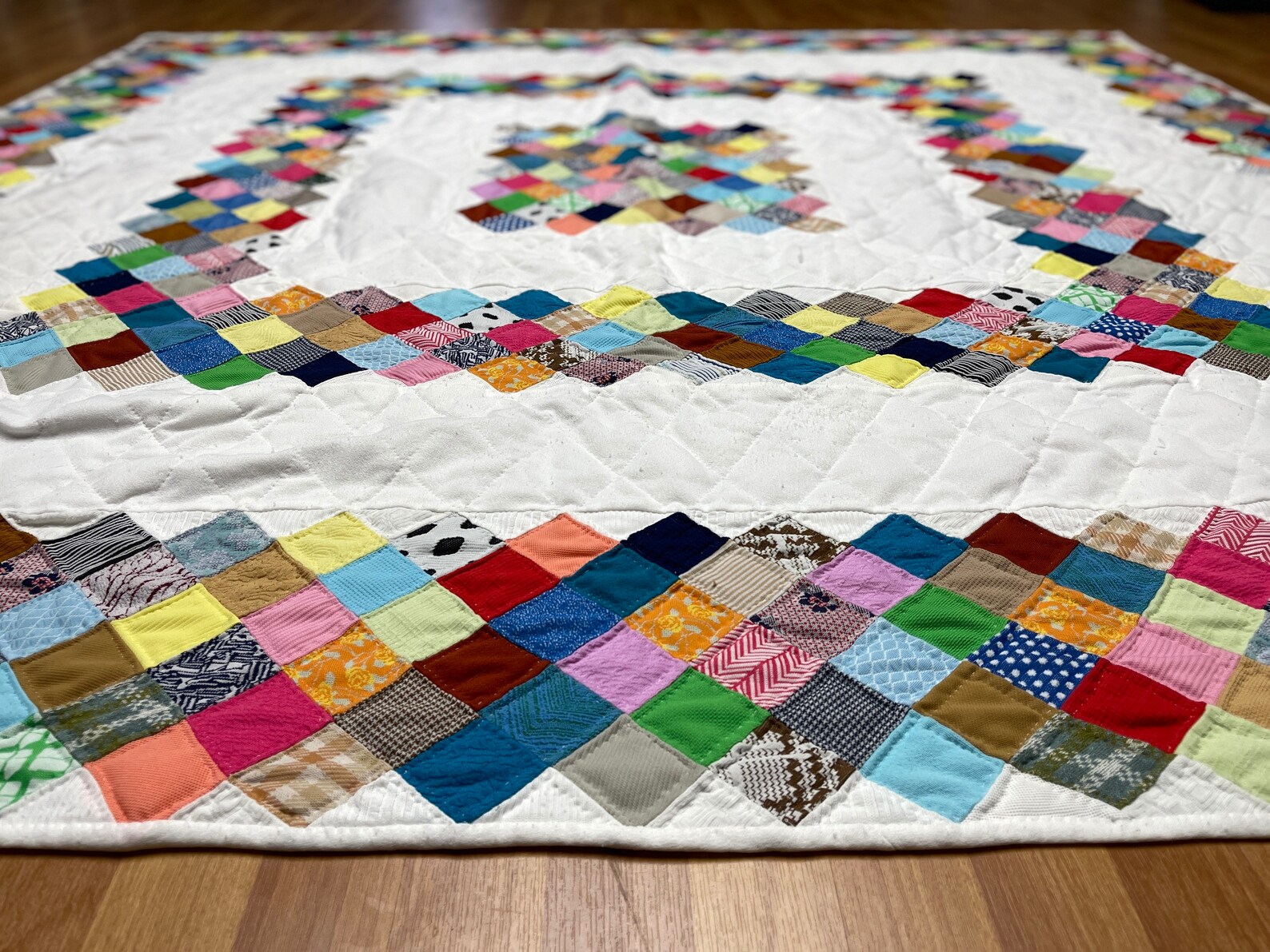 Vintage Handmade Boston Commons Pattern Quilt Multi-color Squares 82 X ...