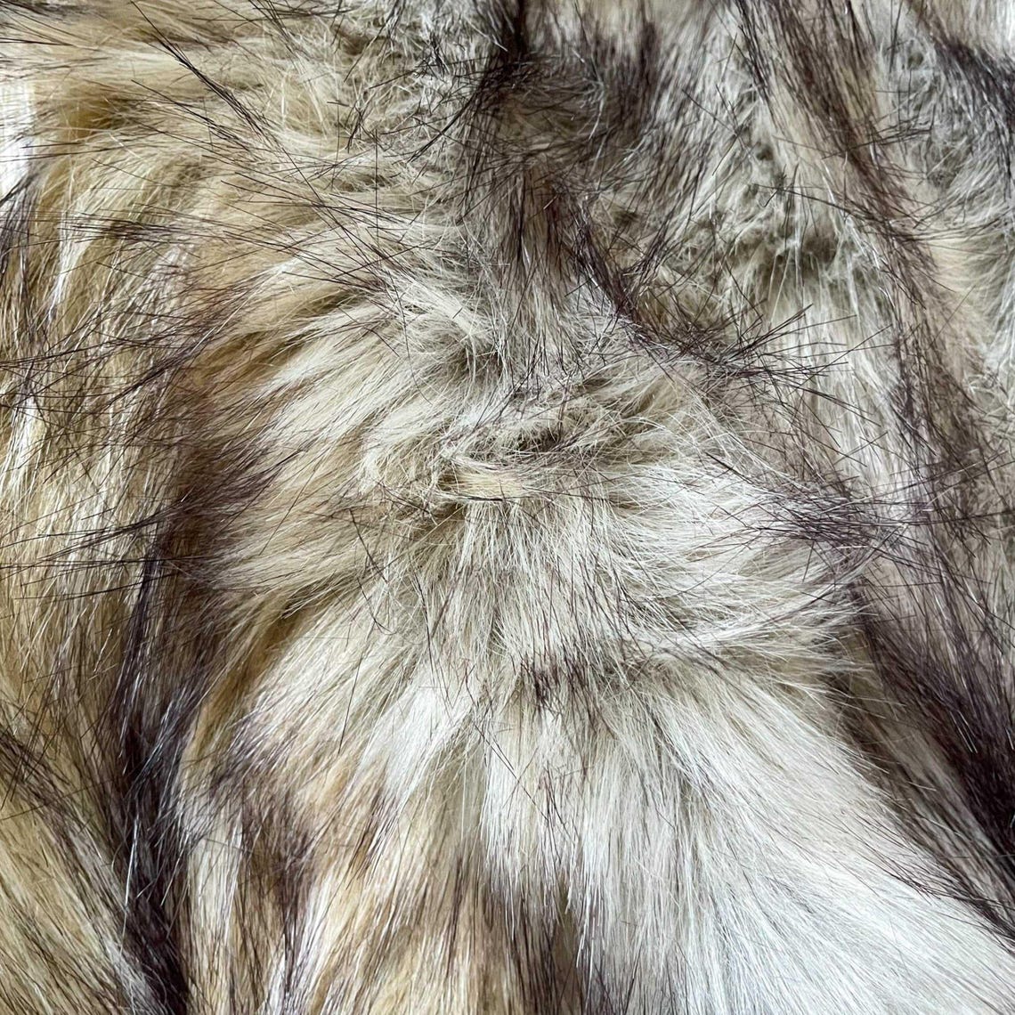 Husky/honey Faux Fur Fabric by the Yard or Meter | Grey and Tan Pompom ...