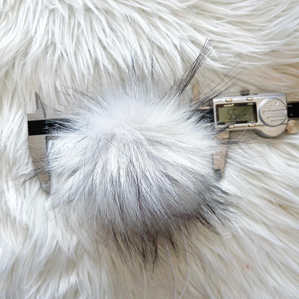 Grey Wolf Luxury Faux Fur Pompom | Pom Pom With Ties, Buttons or Snaps ...