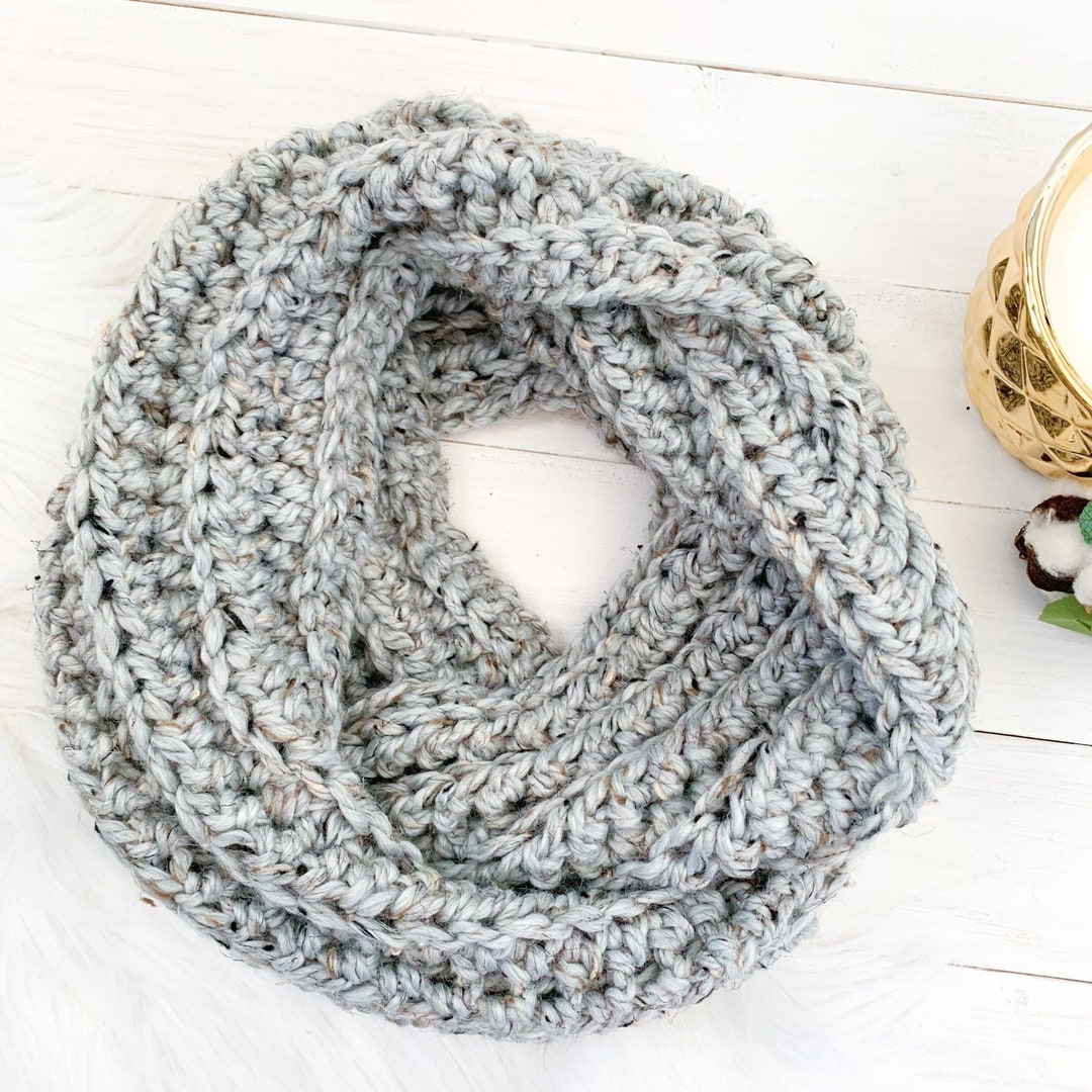 Infinity Scarf | Adult Grey Chunky Crochet Double Loop Scarves - Etsy