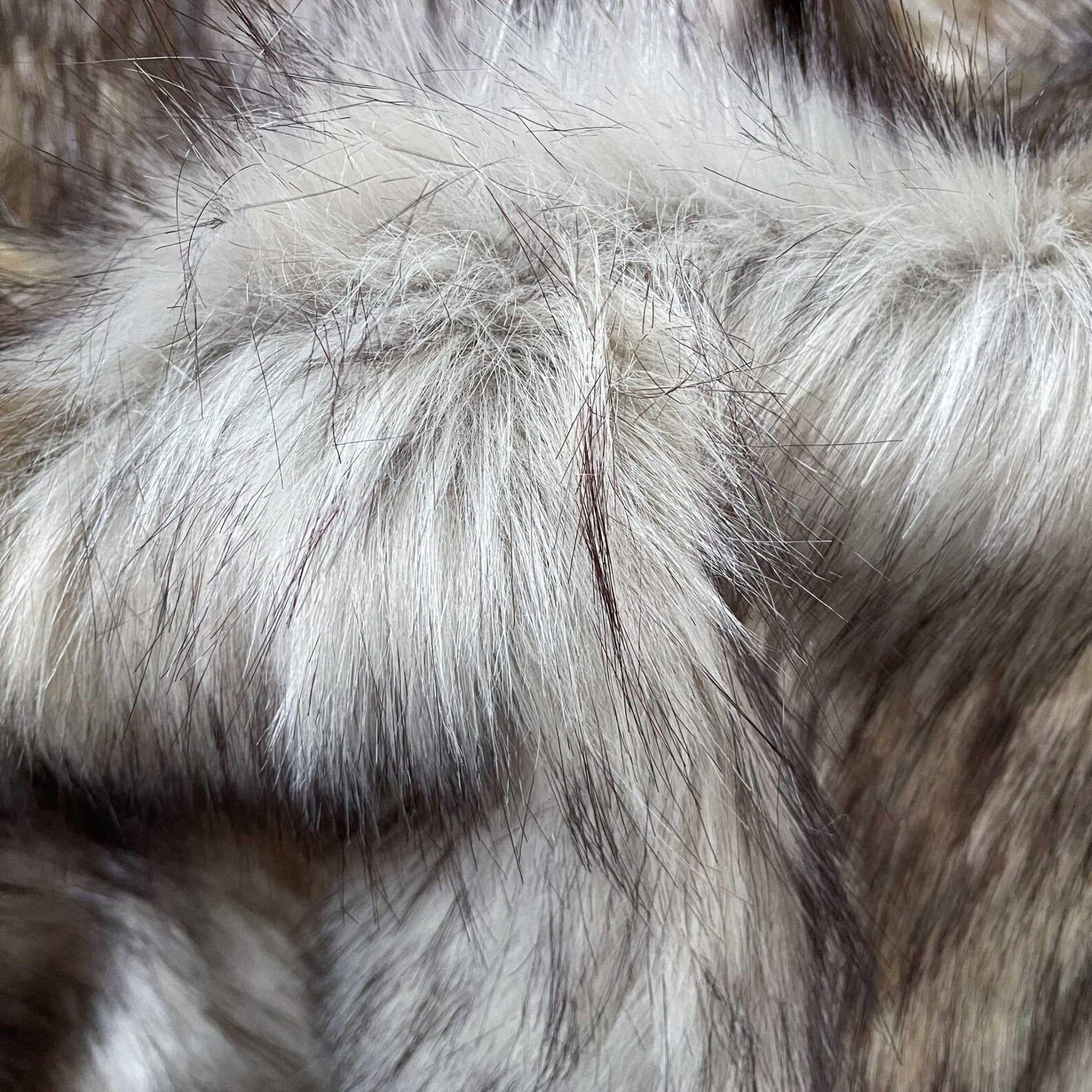 Husky/honey Faux Fur Fabric by the Yard or Meter | Grey and Tan Pompom ...