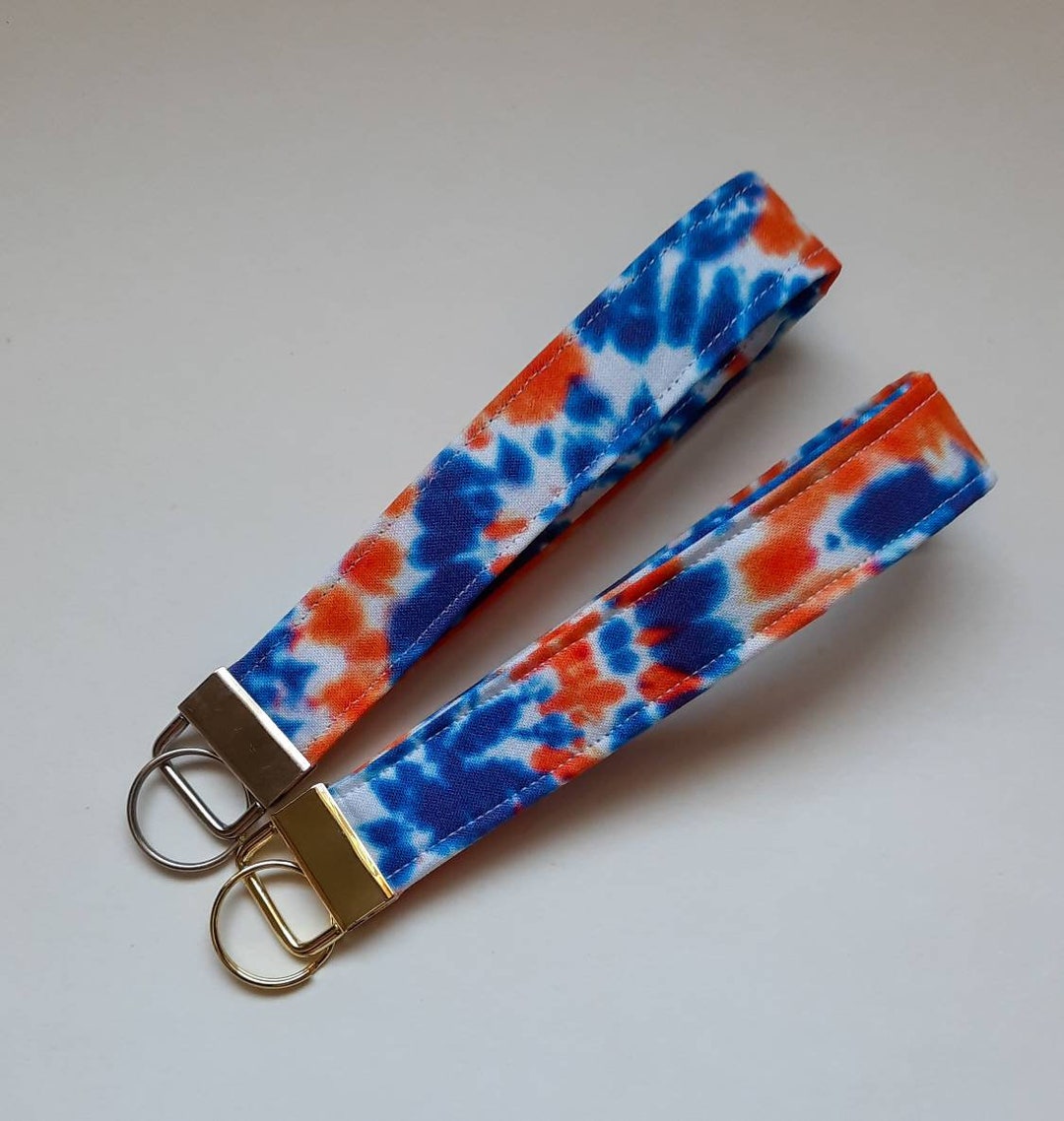 Blue and Orange Tie Dye Key Wristlet Strap - Etsy