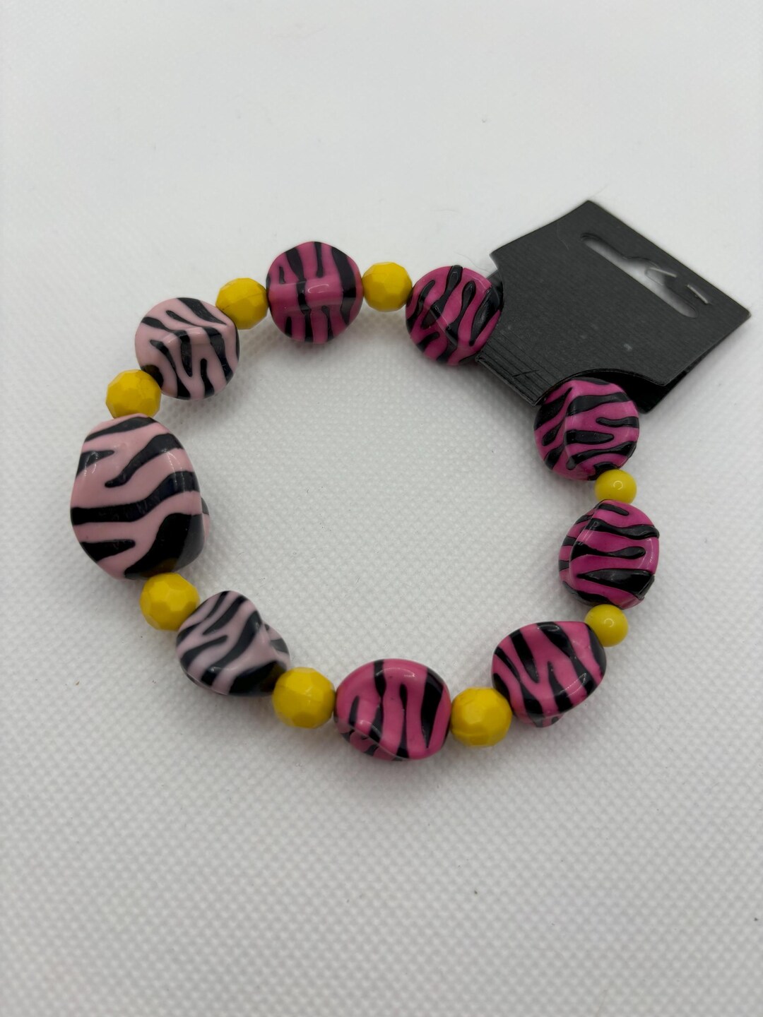 Deliciously Tacky Pink Zebra Print 80's Stretch Bracelet - Etsy