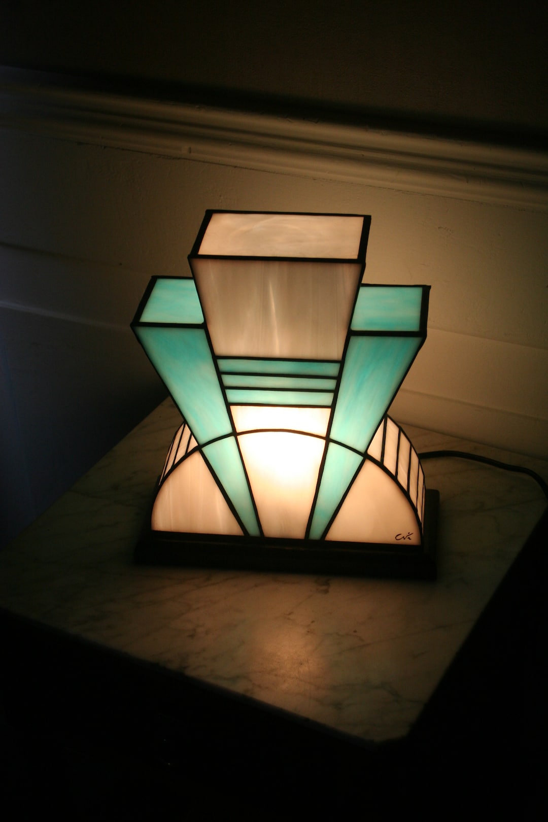 Tiffany Stained Glass Art Deco Lamp "1926 Azur" (TM) - Etsy