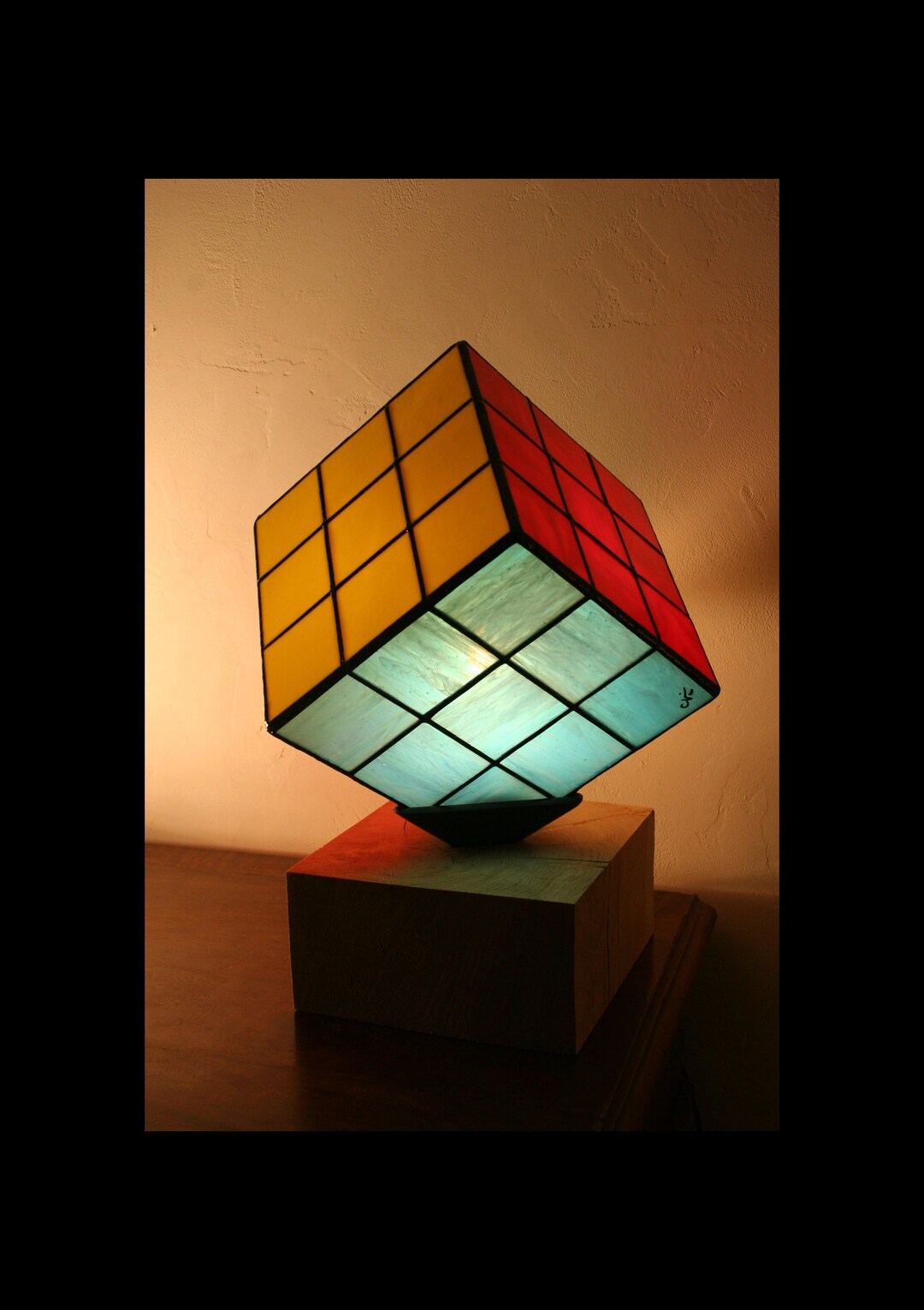 Contemporary Art Tiffany Stained Glass Lamp "ruvik's Cube" - Etsy