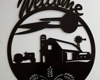 4ft Metal Sign With WELCOME Farm Scene - Etsy