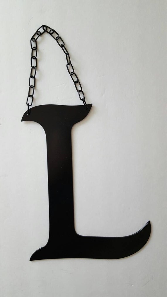 Letter L Metal Home Decor with Chain. Painted Black. Home | Etsy