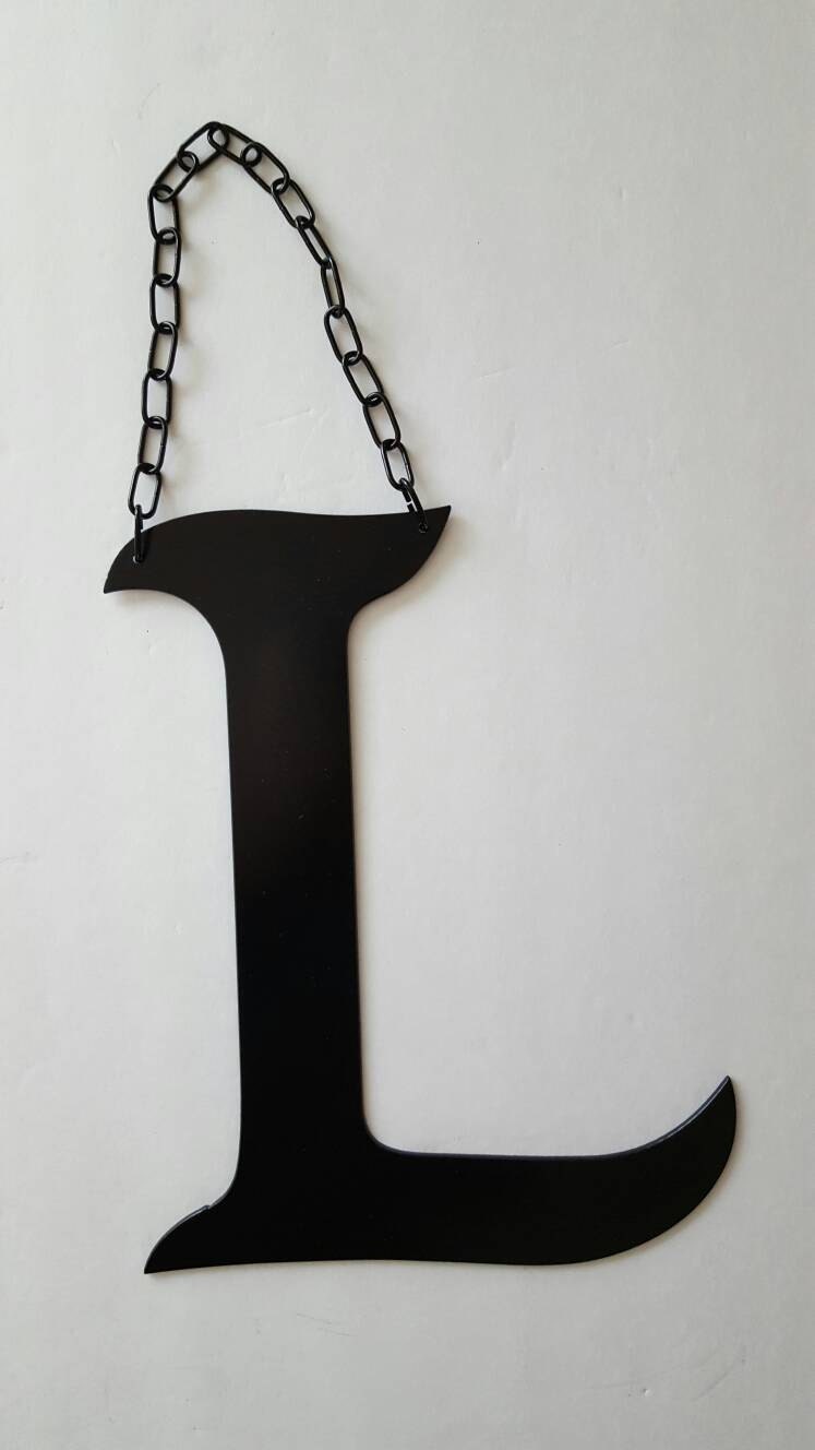 Letter L Metal Home Decor with Chain. Painted Black. Home | Etsy