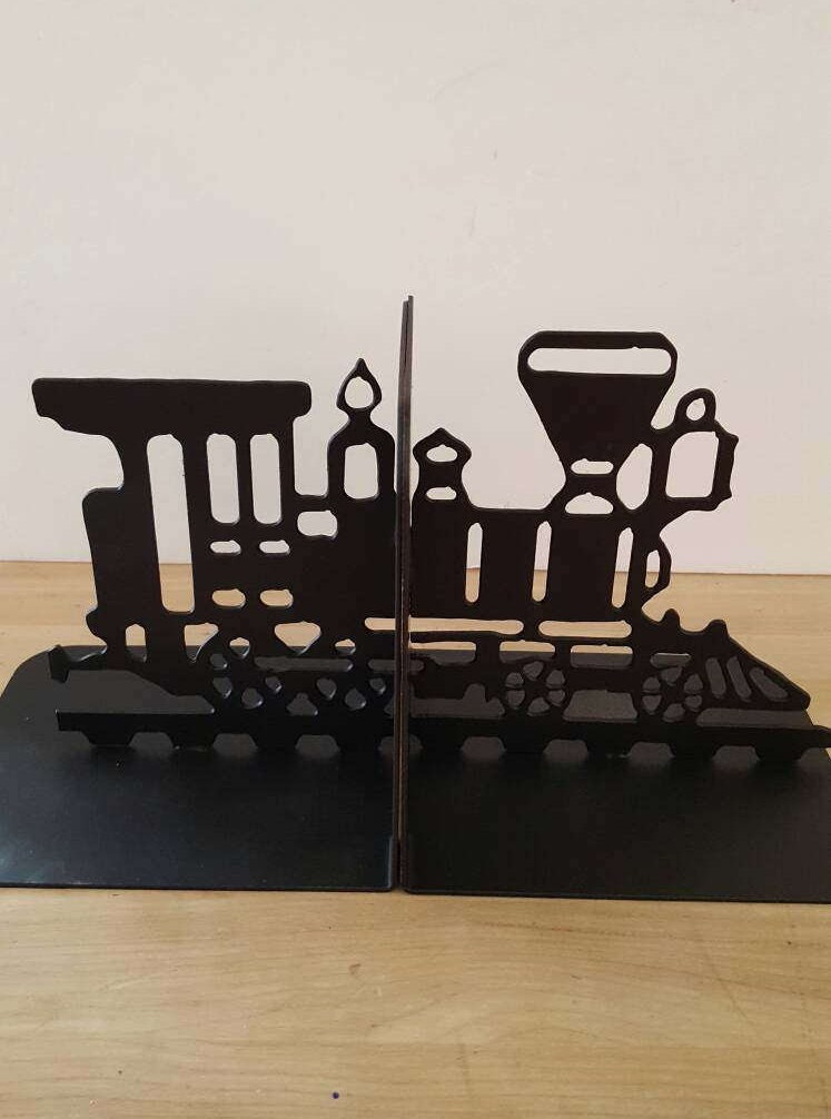Train Bookends. Train Engine Bookends. Metal Train Engine. - Etsy