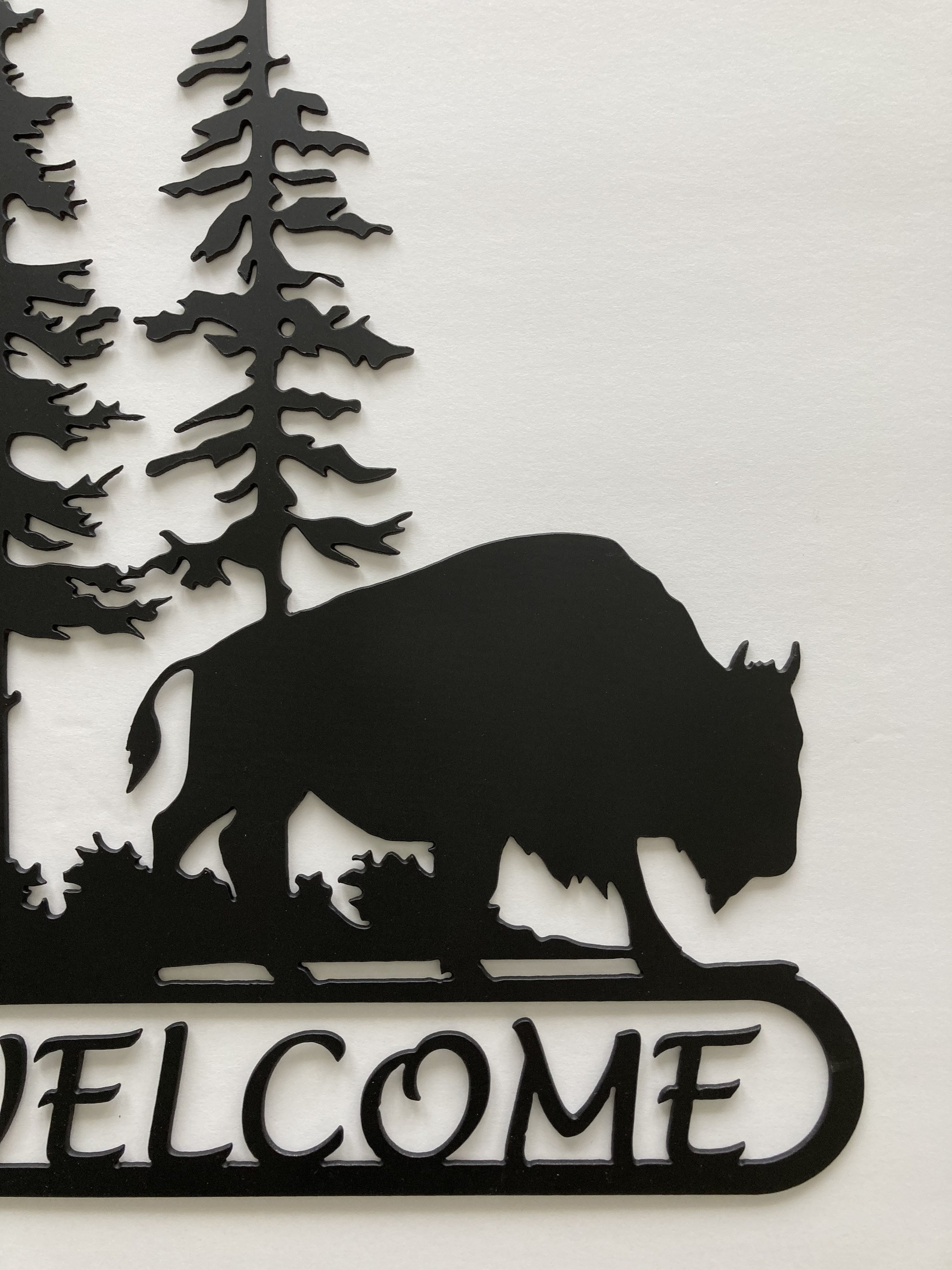 Buffalo Welcome Metal Sign. Buffalo Decor. Wildlife Welcome - Etsy