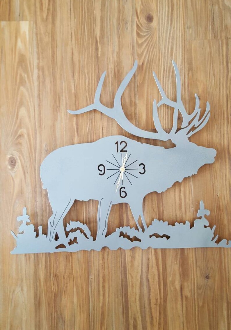 Elk Clock. Metal Wall Art. Elk Decor. Wildlife Clock. Metal - Etsy
