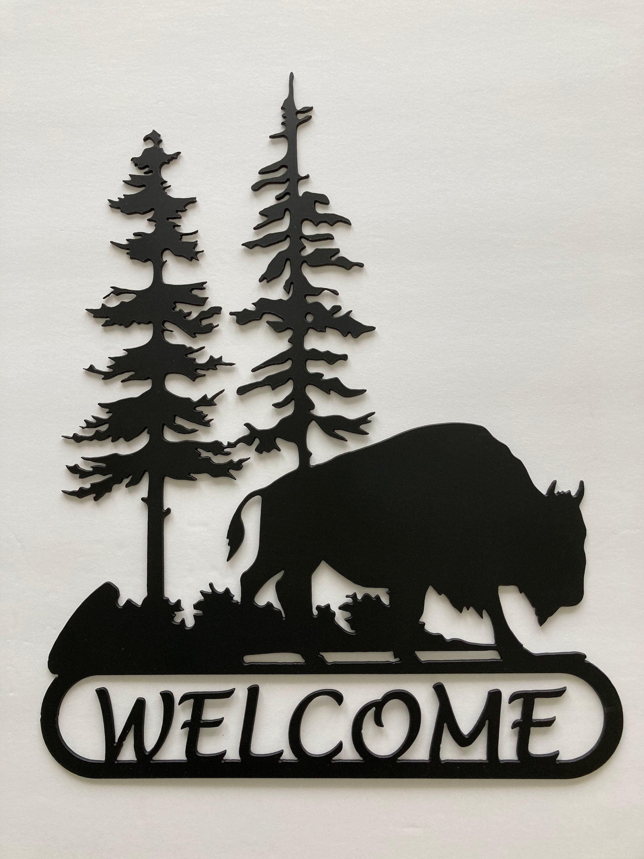 Buffalo Welcome Metal Sign. Buffalo Decor. Wildlife Welcome | Etsy