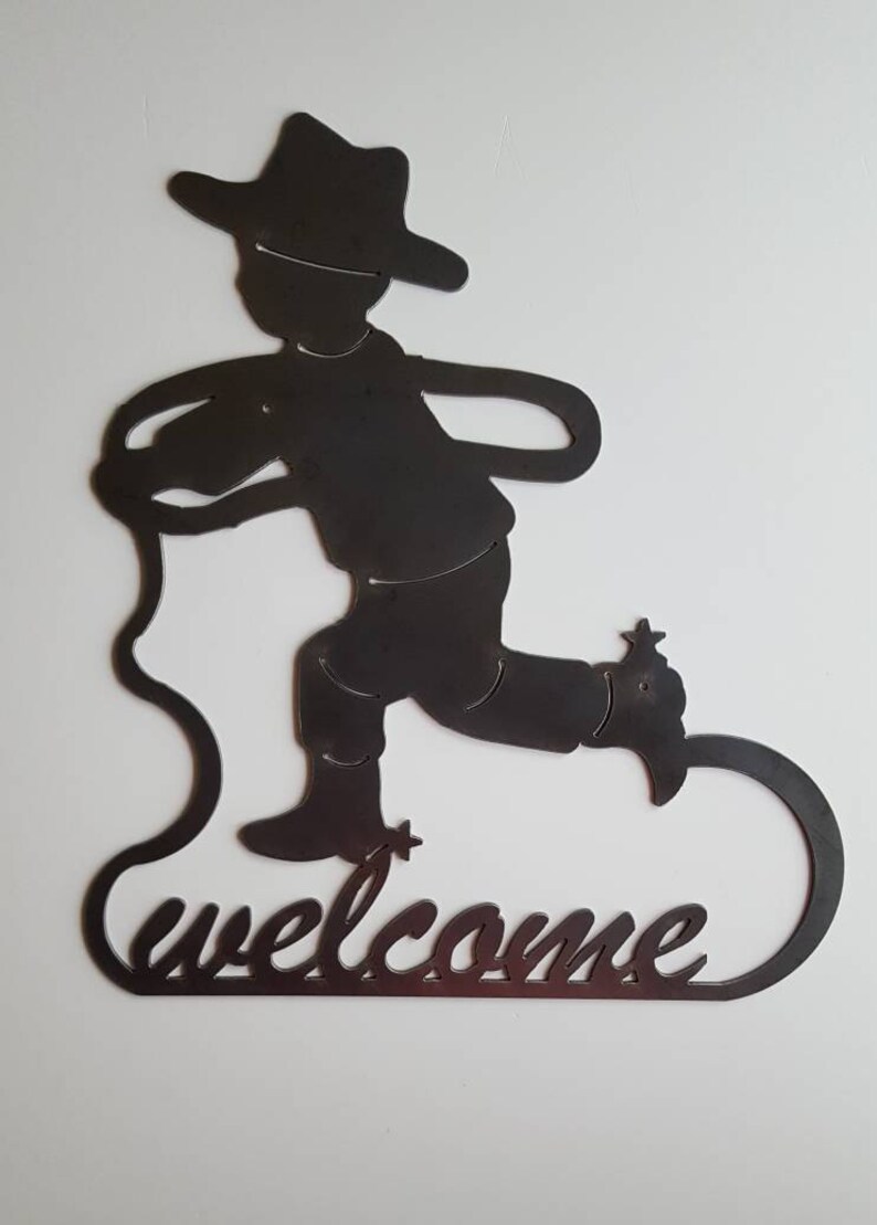 Cowboy Welcome Sign. Metal Wall Art. Cowboy Roping. Cowboy - Etsy