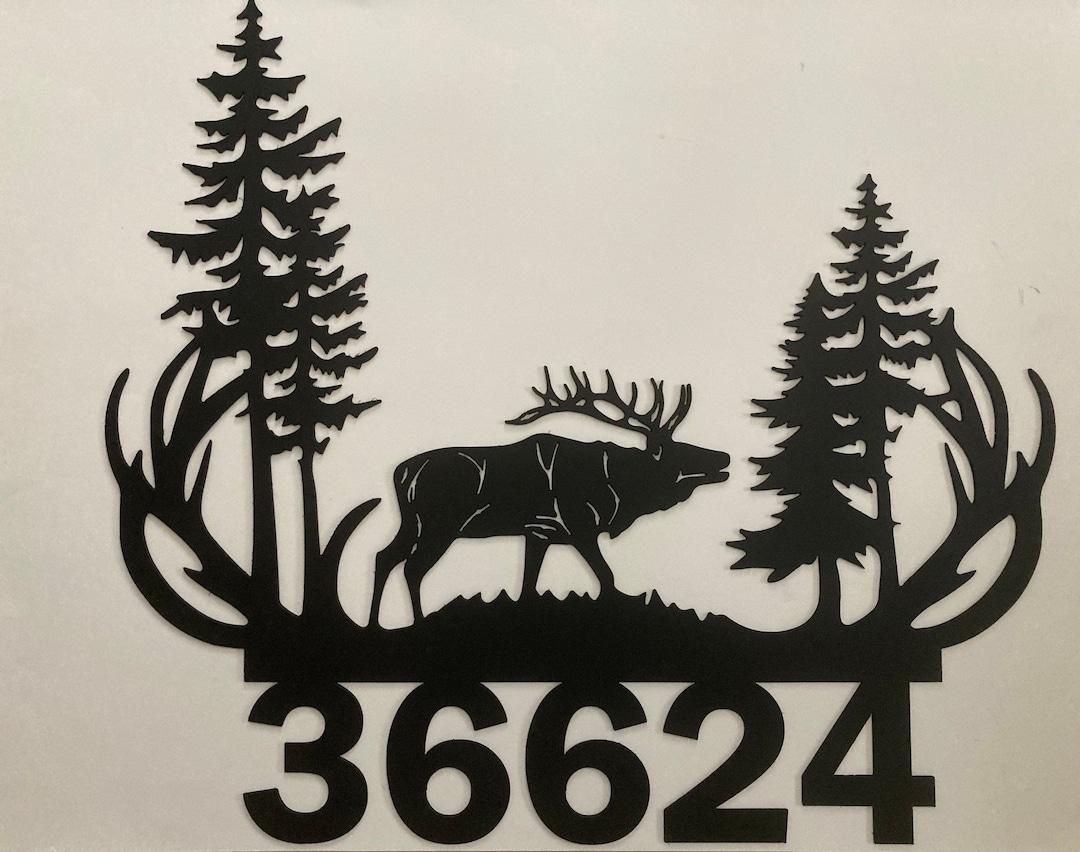 Elk Address Sign. Elk Name Sign. Metal Elk Scene. Wildlife Wall Art ...