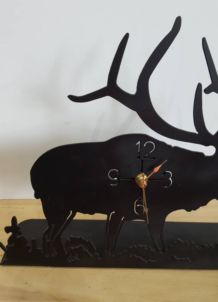 Elk Desk Clock. Elk Decor. Wildlife Clock. Desk Clock. Rustic - Etsy