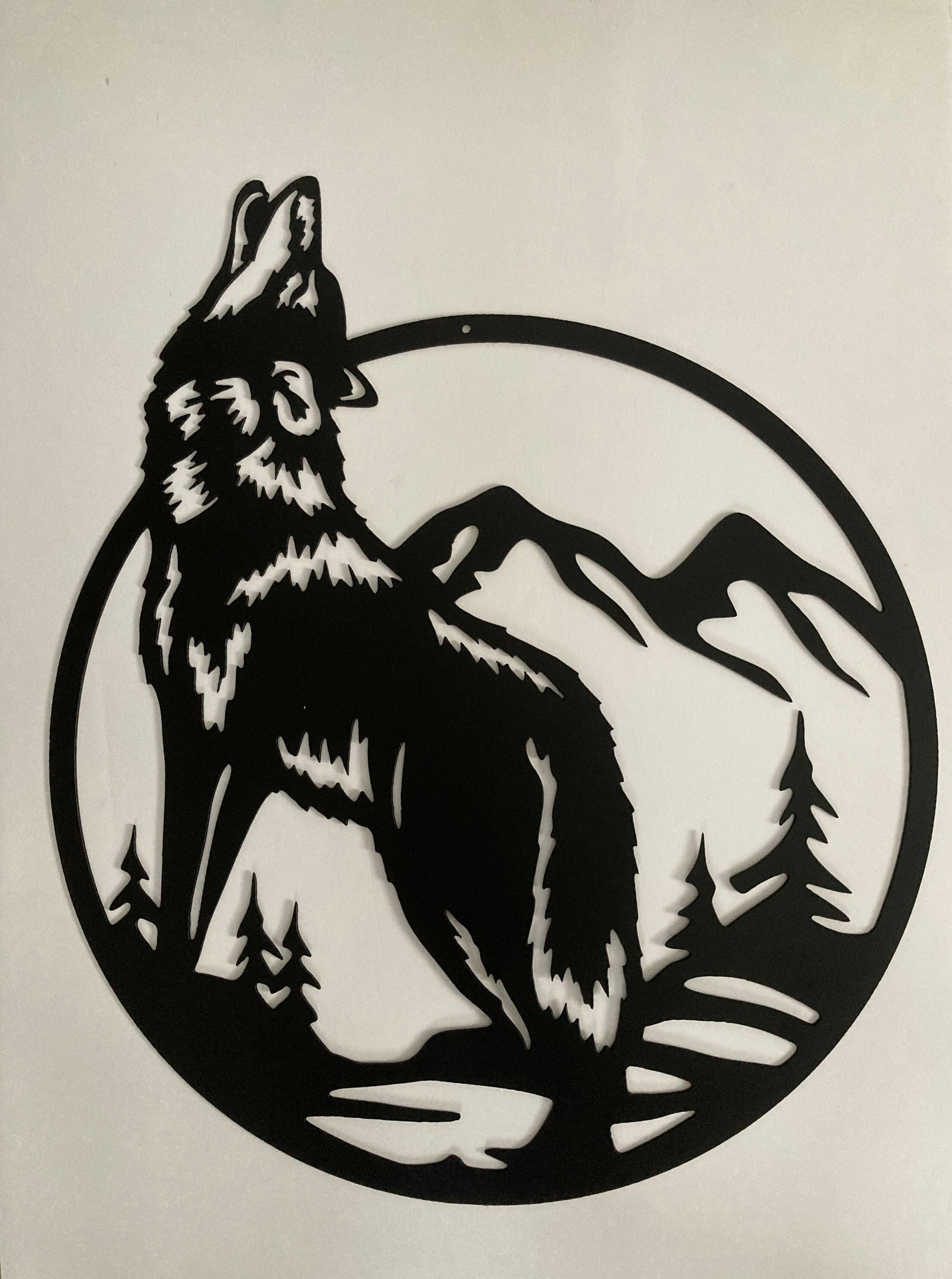 Large Metal Wolf Wall Scene. Wolf Metal Art. Wolf Mountains | Etsy