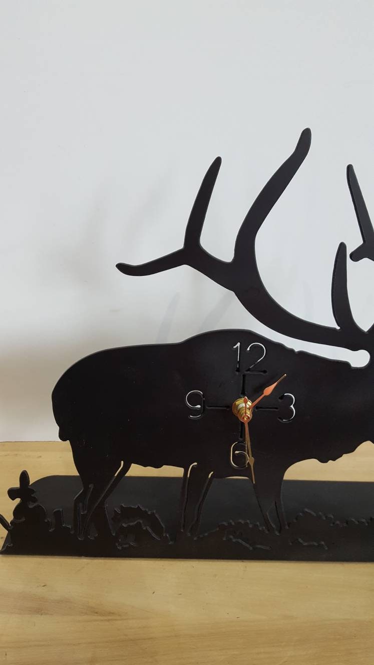 Elk Desk Clock. Elk Decor. Wildlife Clock. Desk Clock. Rustic | Etsy